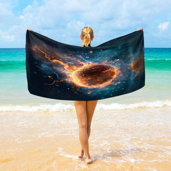 Wobogo Burning Basketball Beach Towel Sand Free Quick Dry Absorbent ...