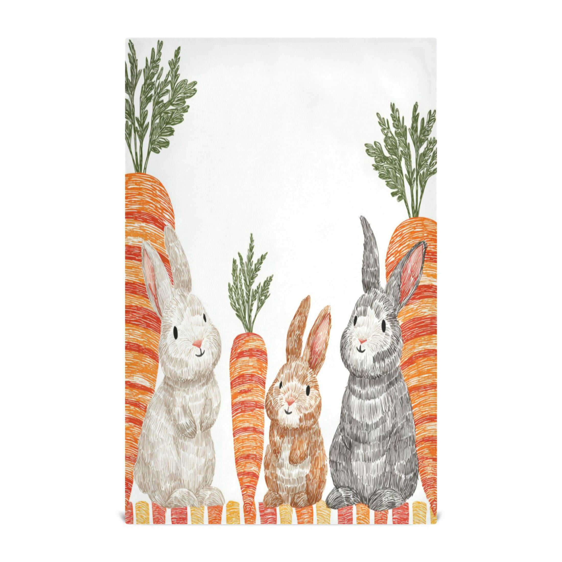 Wobogo Carrot Patch Bunnies Kitchen Towel 1 Piece Large Cotton ...