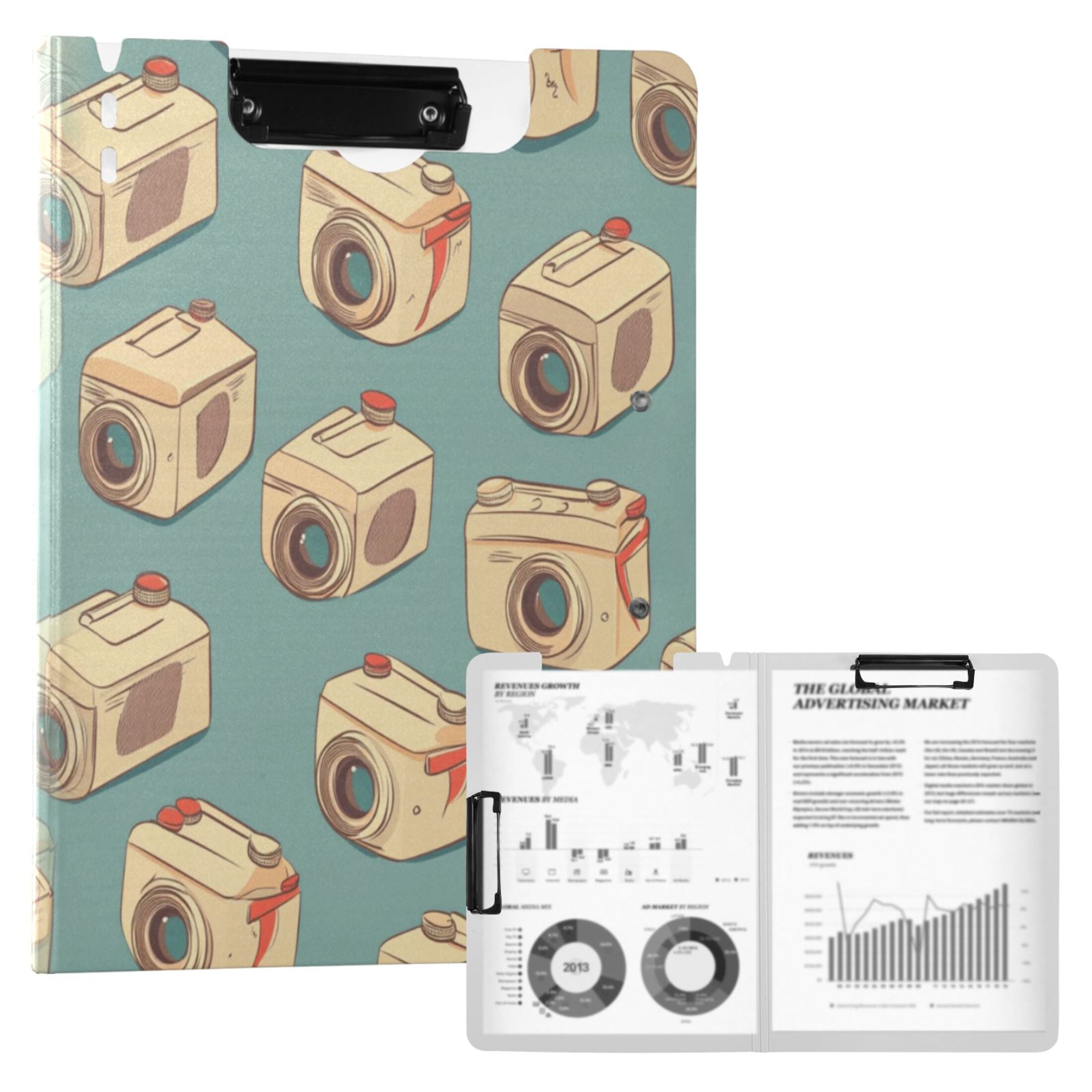 Wobogo Cartoon Camera Pattern A4 Foldable Clipboard with Horizontal and ...