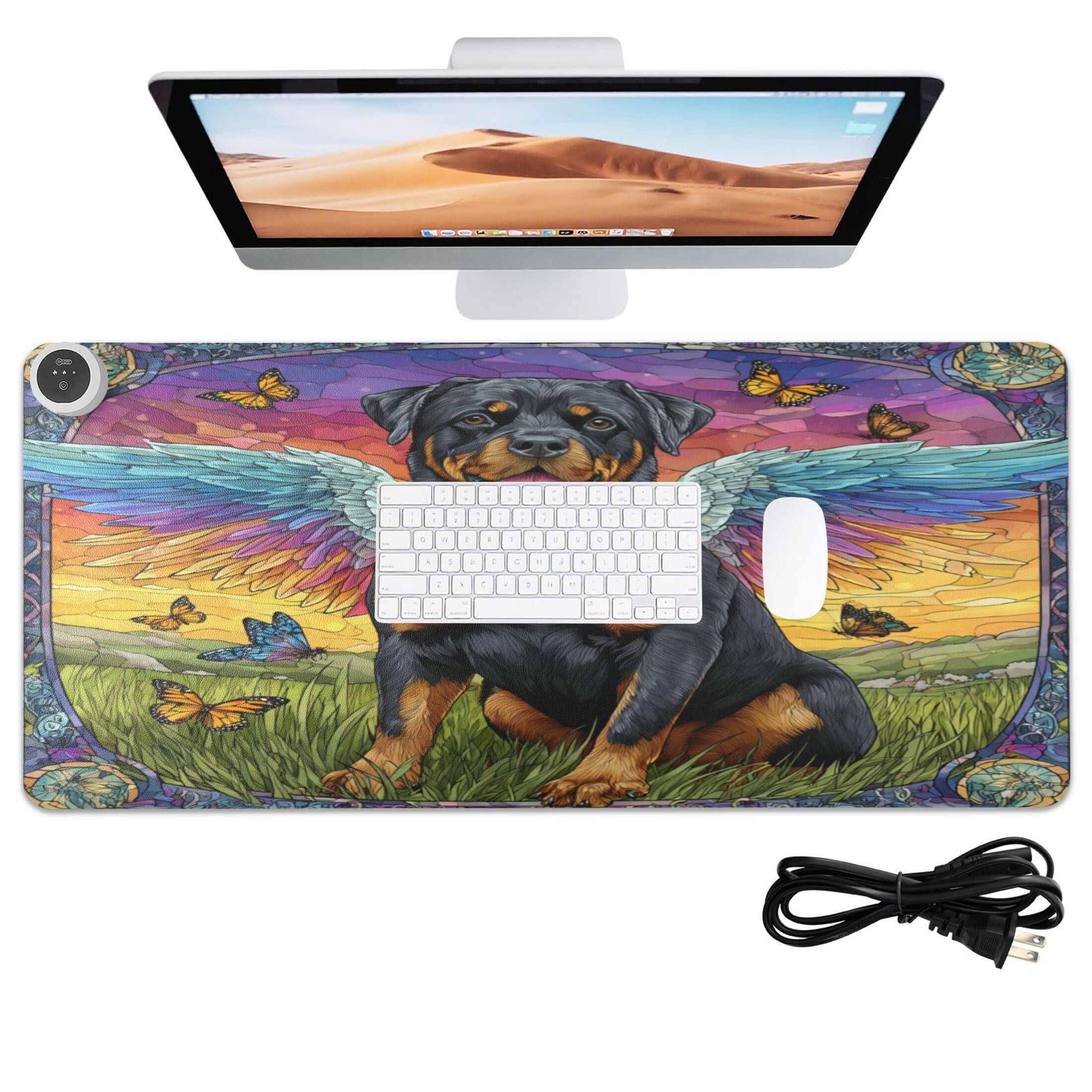 Wobogo Cartoon Rottweiler Heated Mouse Pad Extra-Large Desk Mat With 3 ...