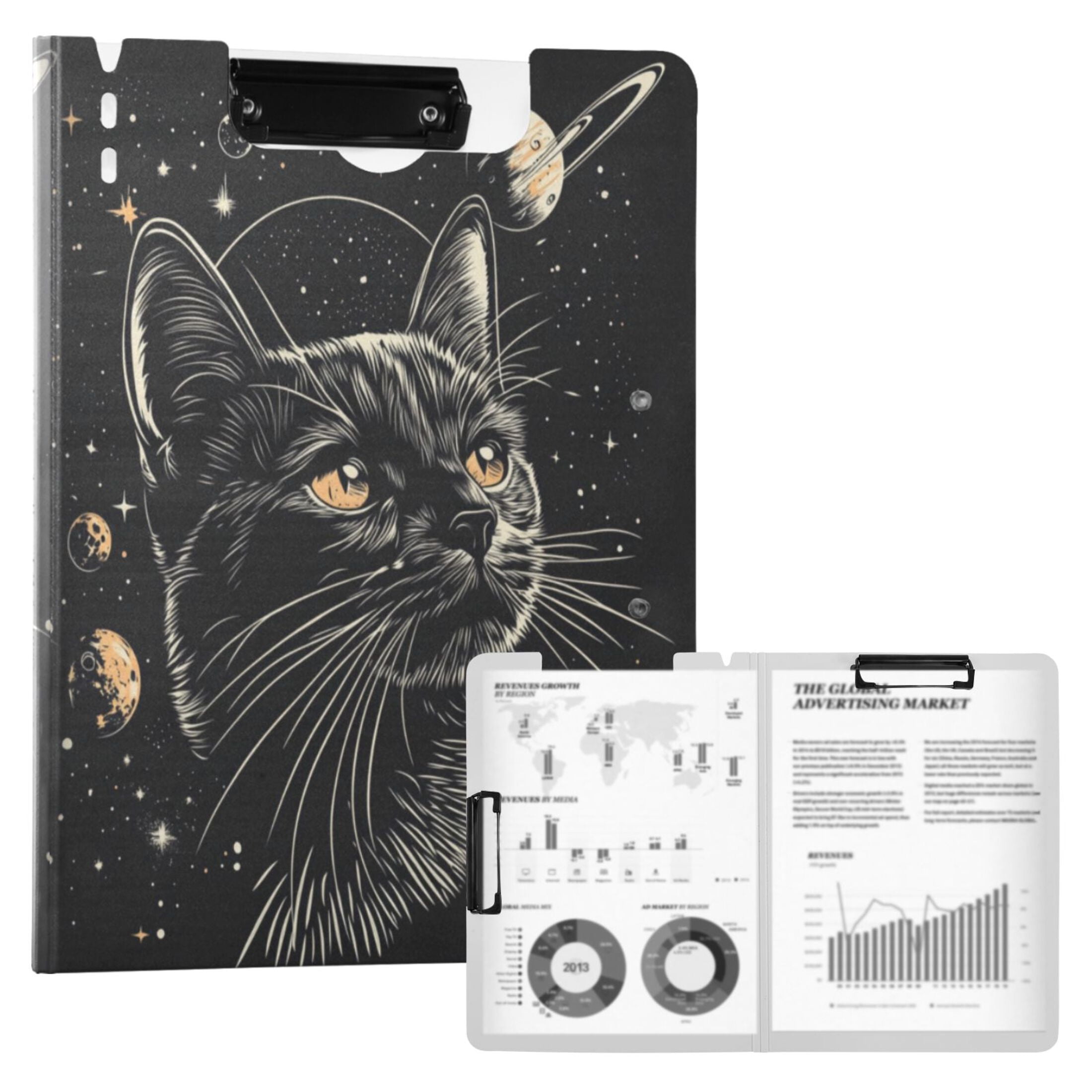 Wobogo Cat in Space Pattern A4 Foldable Clipboard with Horizontal and ...