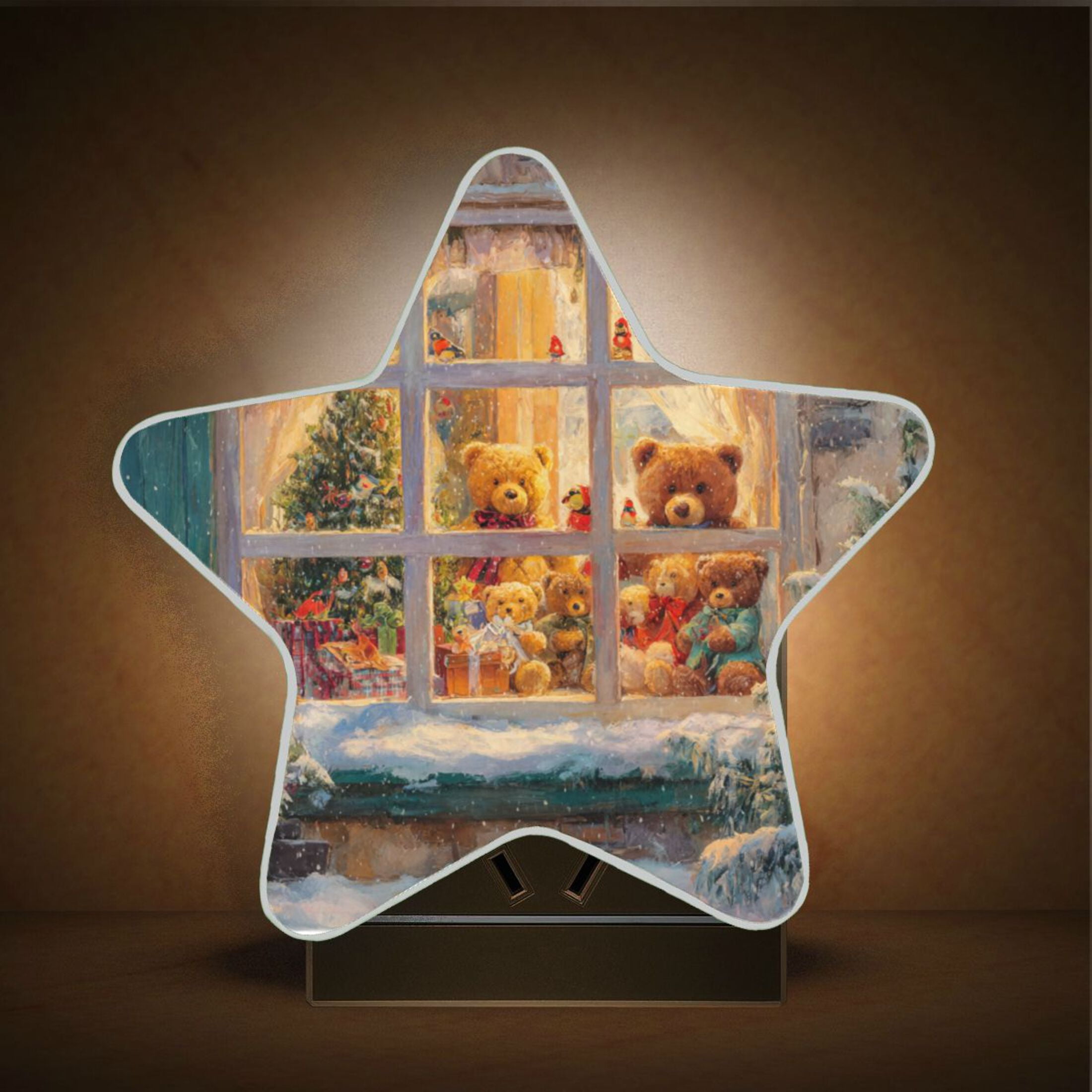 Wobogo Christmas Bear Window LED Star Night Light 0.2 Watt Wall Plug ...