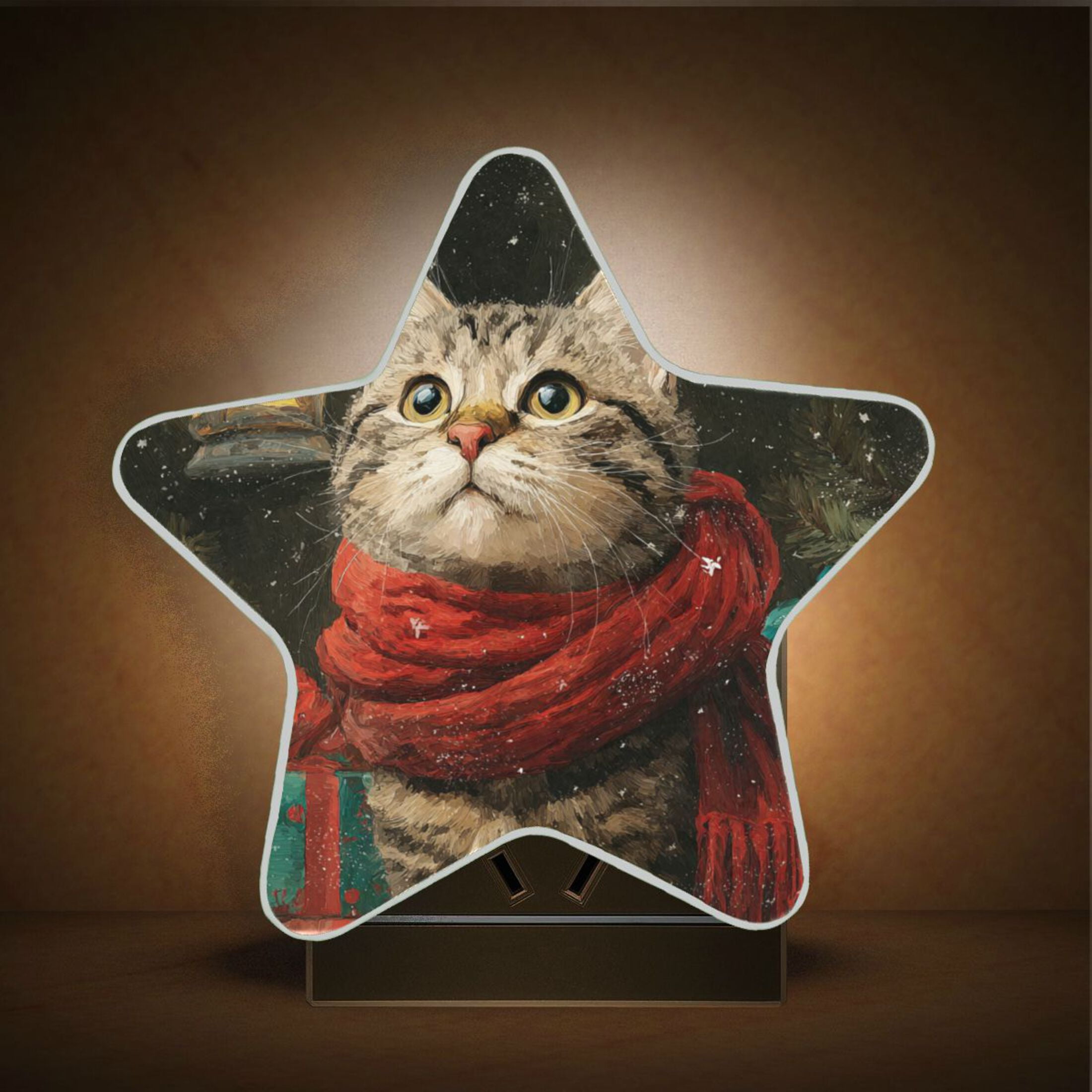 Wobogo Christmas Cat LED Star Night Light 0.2 Watt Wall Plug Dusk to ...