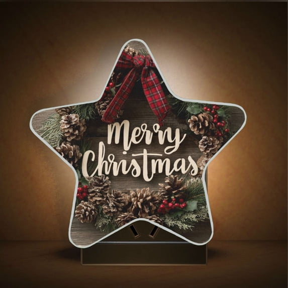 Wobogo Christmas Oak Wreath LED Star Night Light 0.2 Watt Wall Plug ...