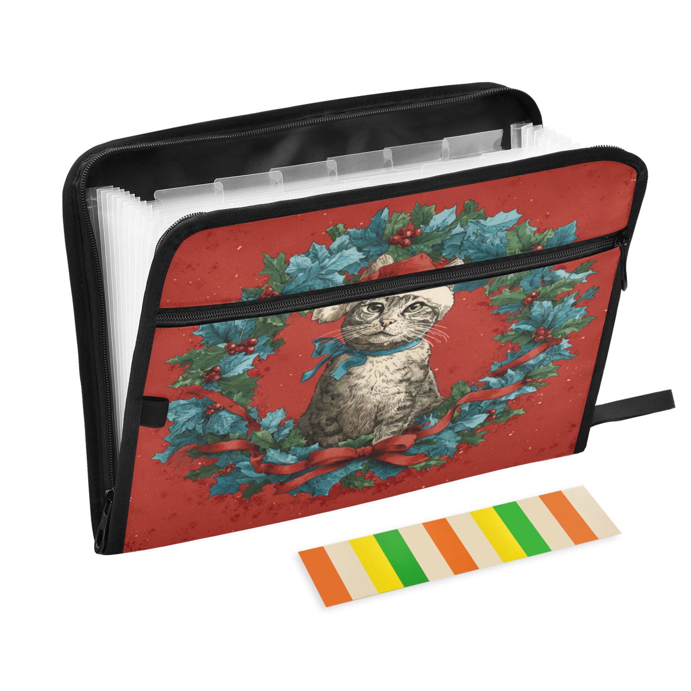Wobogo Christmas Tabby Cat Expanding File Folder Letter Size Accordion ...