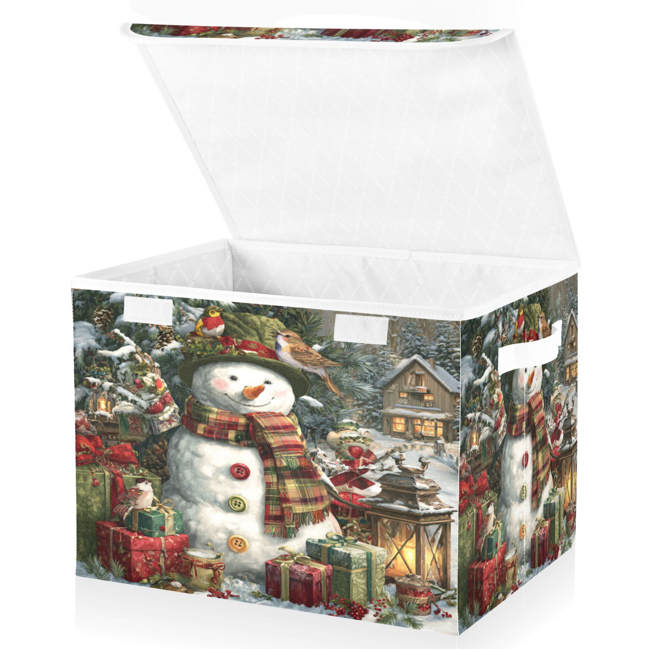Wobogo Christmas Themed Snowman Large Collapsible Storage Box Flip Lid ...