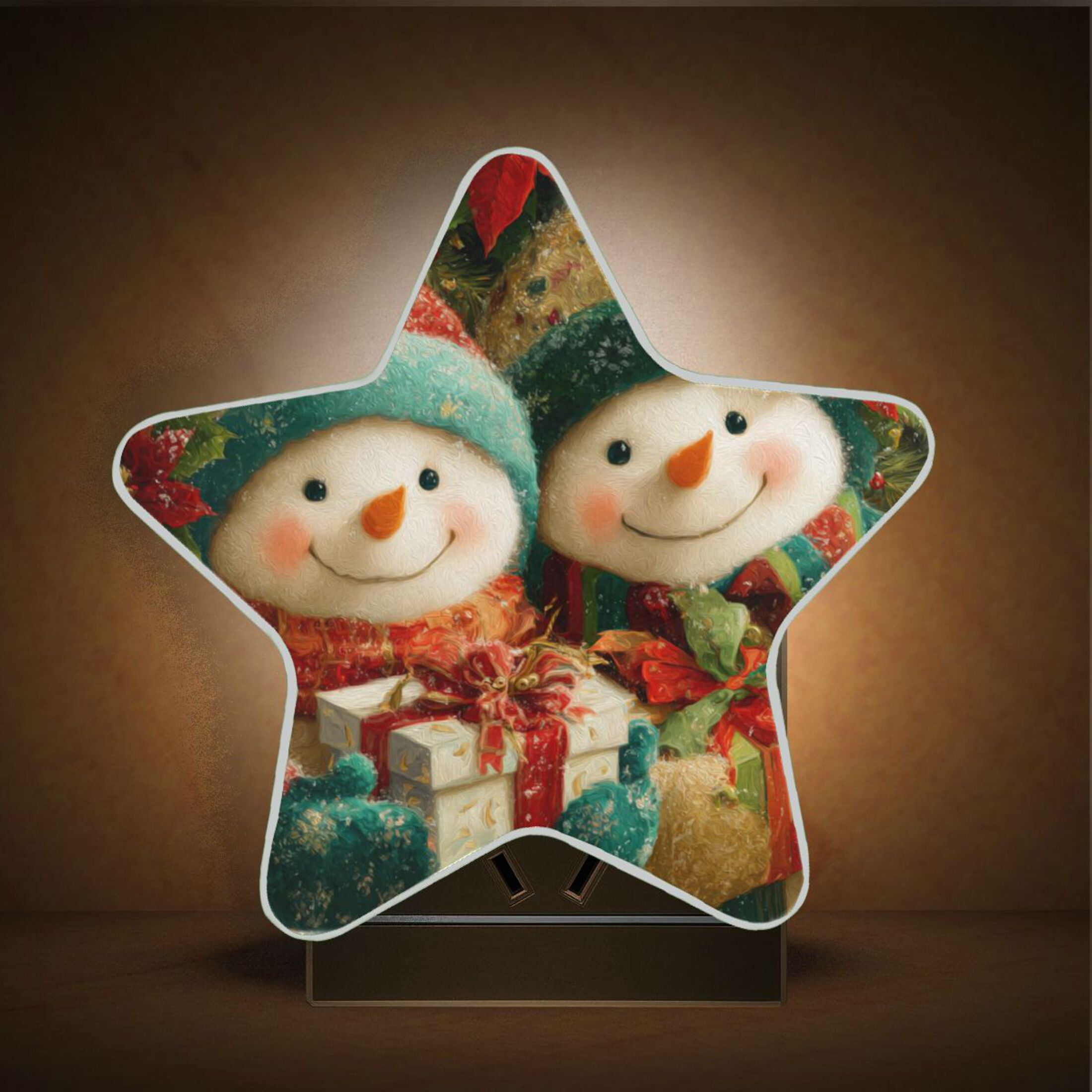 Wobogo Chubby Snowman LED Star Night Light 0.2 Watt Wall Plug Dusk to ...