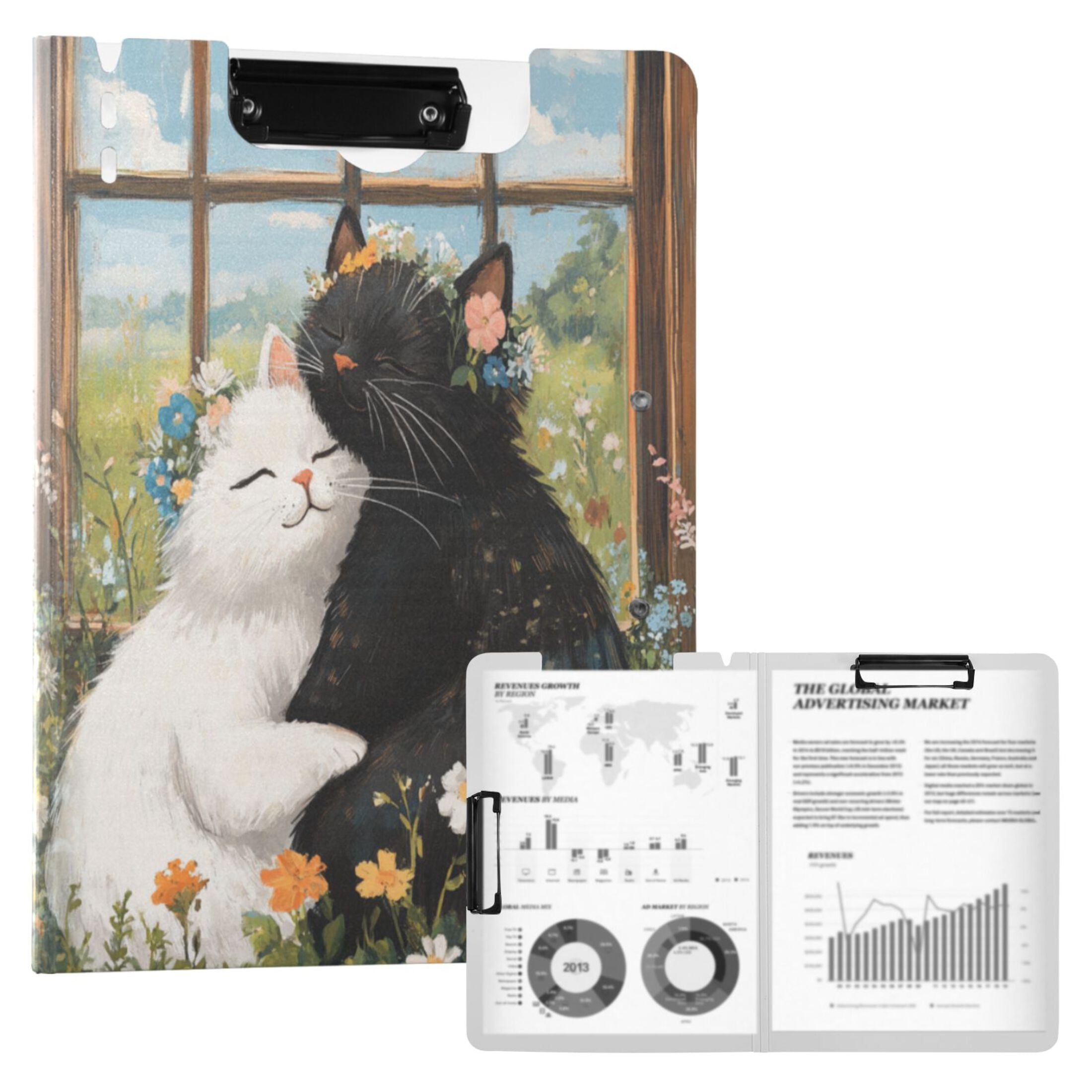 Wobogo A Collage Of Two Cats A4 Foldable Clipboard with Horizontal and ...