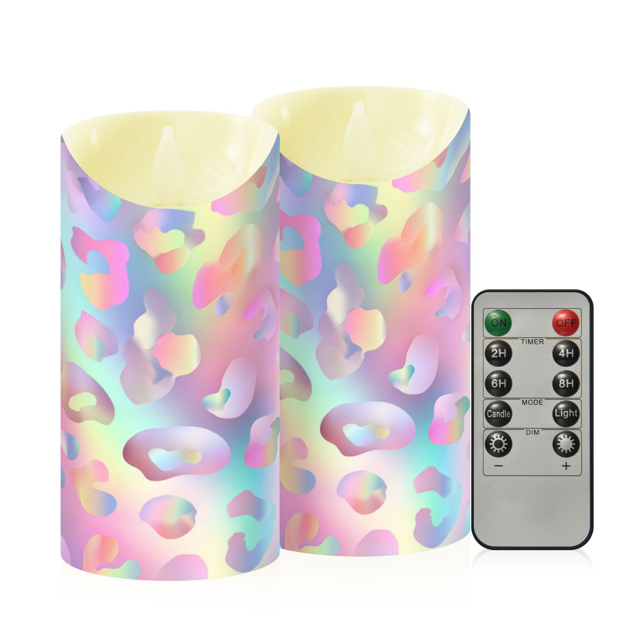 Wobogo Colorful Leopard Print Flameless Candles with Remote Battery ...