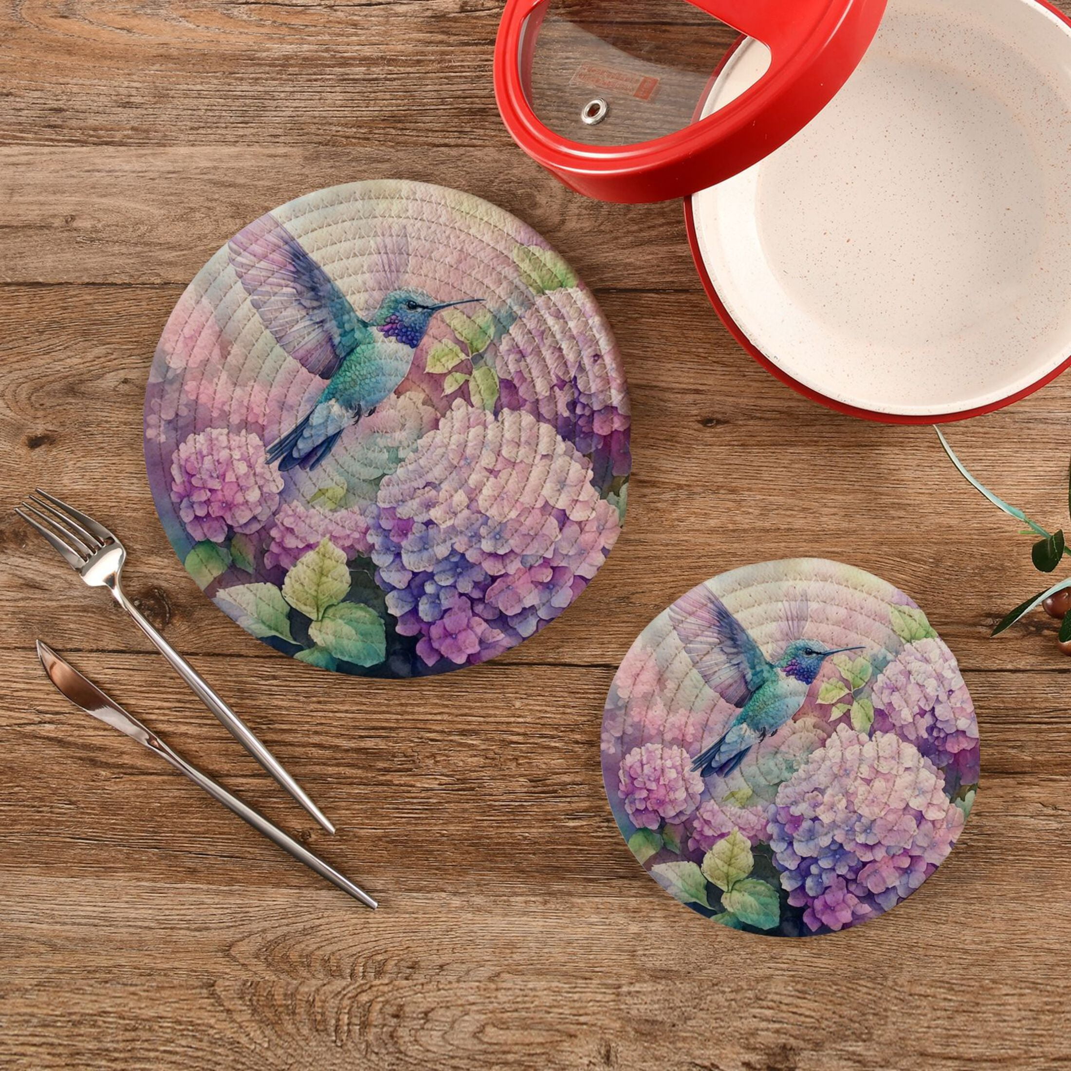 Wobogo Colorful Pretty Bird Trivets Potholders Set of 2 Cotton Woven ...