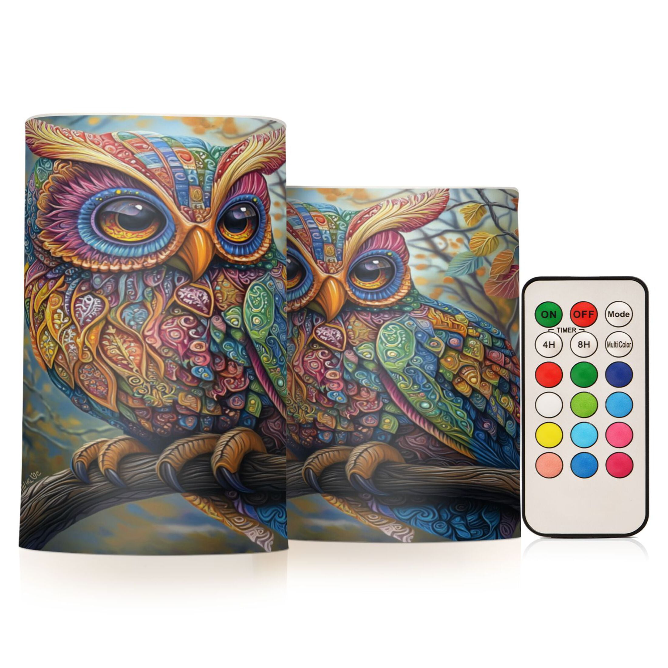 Wobogo Complex Camo Owls Combo Flameless Flickering Candle Light with ...
