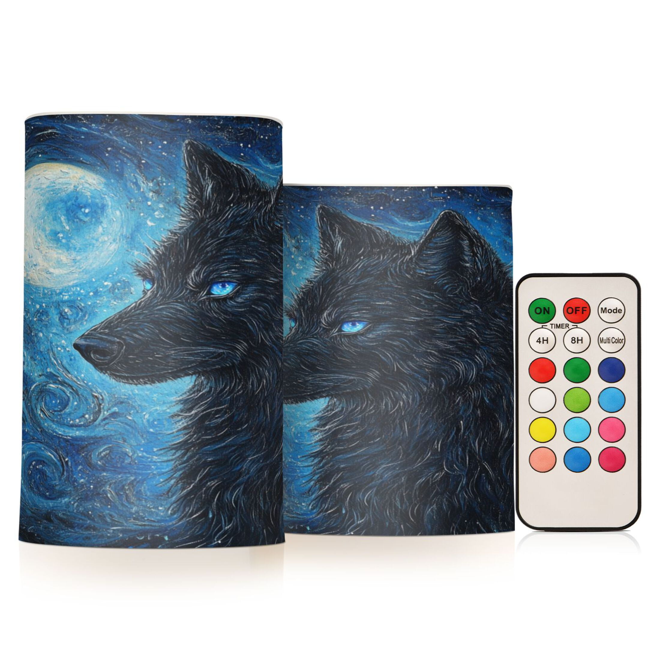Wobogo Cool Black Wolf Combo Flameless Flickering Candle Light with ...