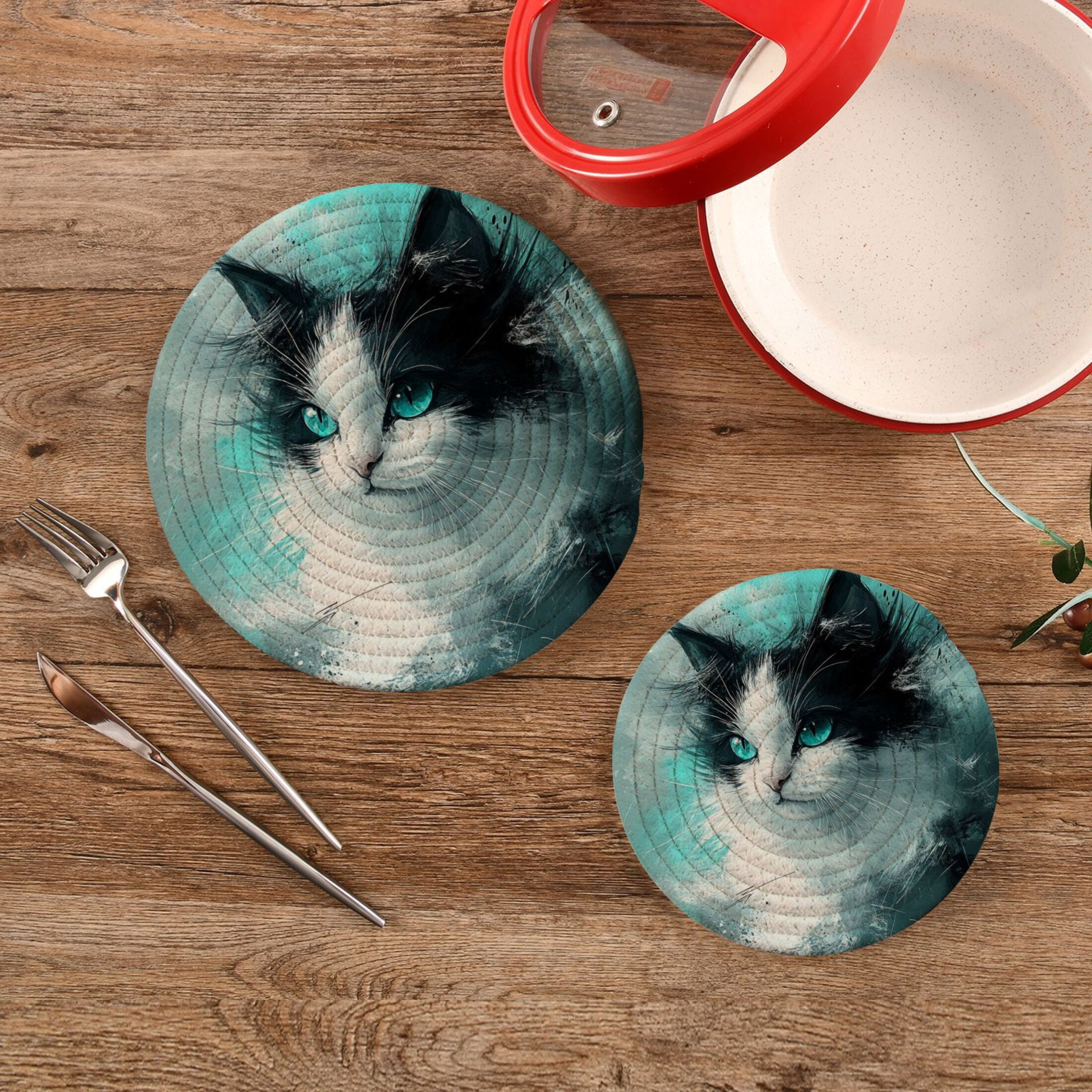 Wobogo Cool Ragdoll Cat Pattern Trivets Potholders Set of 2 Cotton ...