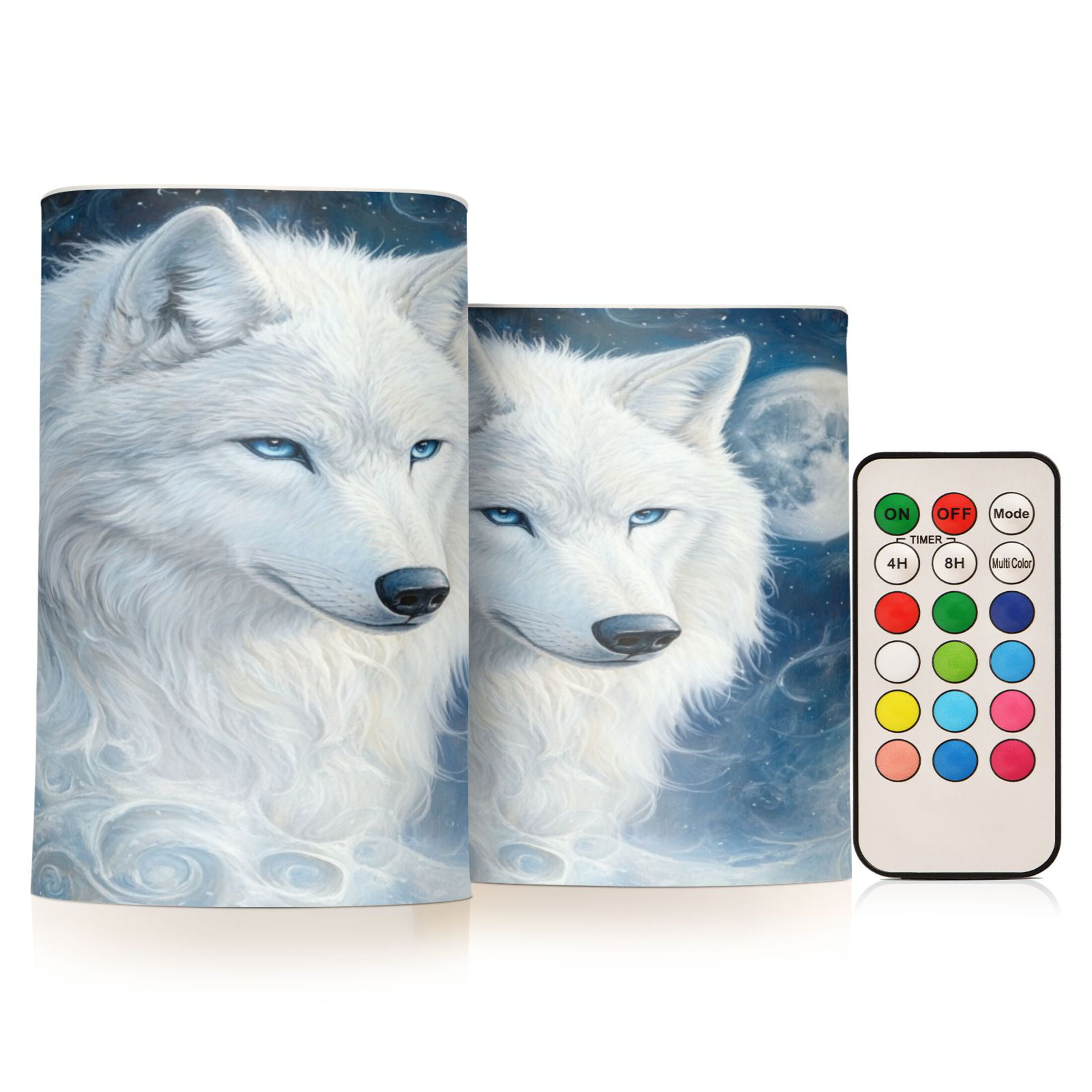 Wobogo Cool White Wolf Combo Flameless Flickering Candle Light with ...
