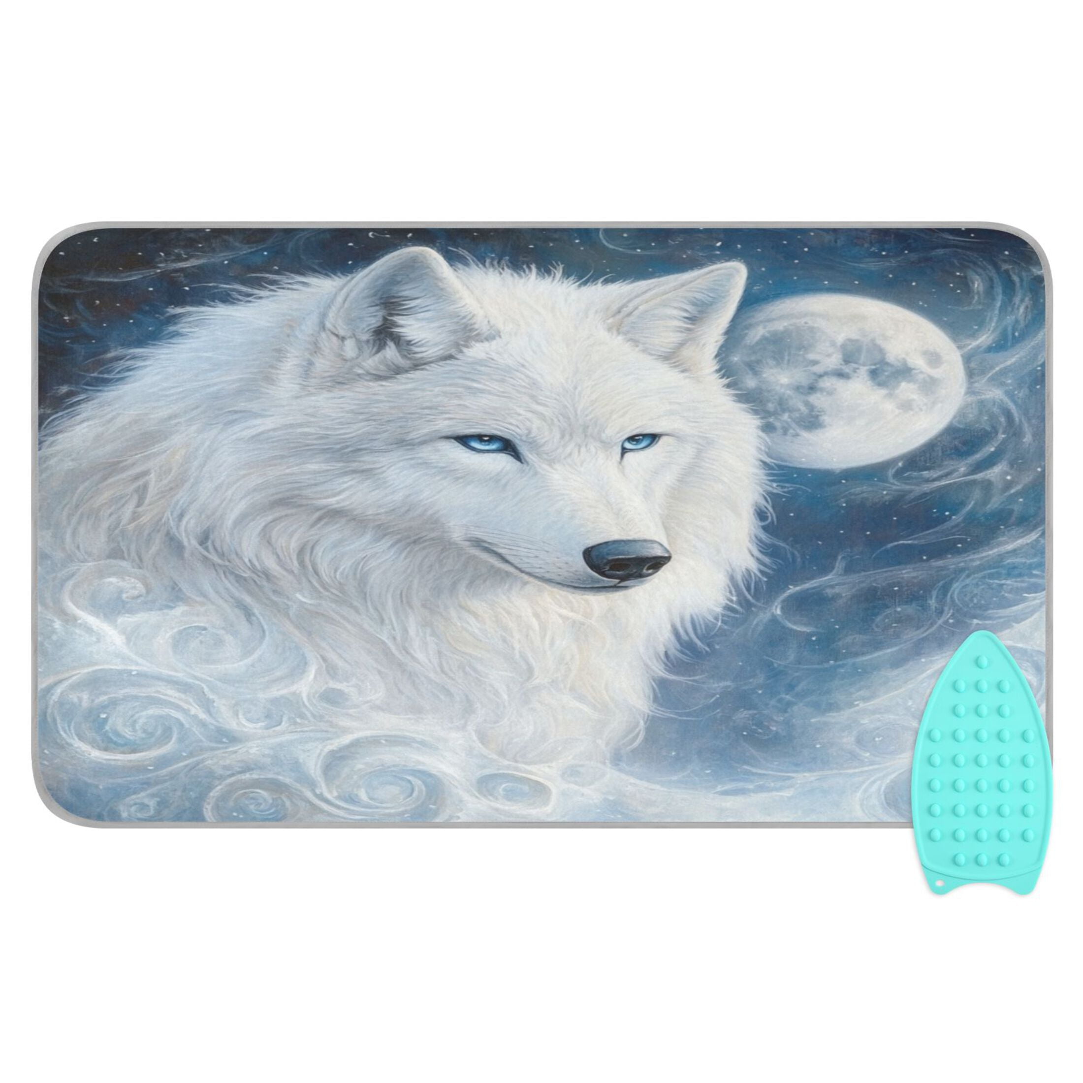 Wobogo Cool White Wolf Ironing Mat Blanket Quilted Washer Dryer Heat ...