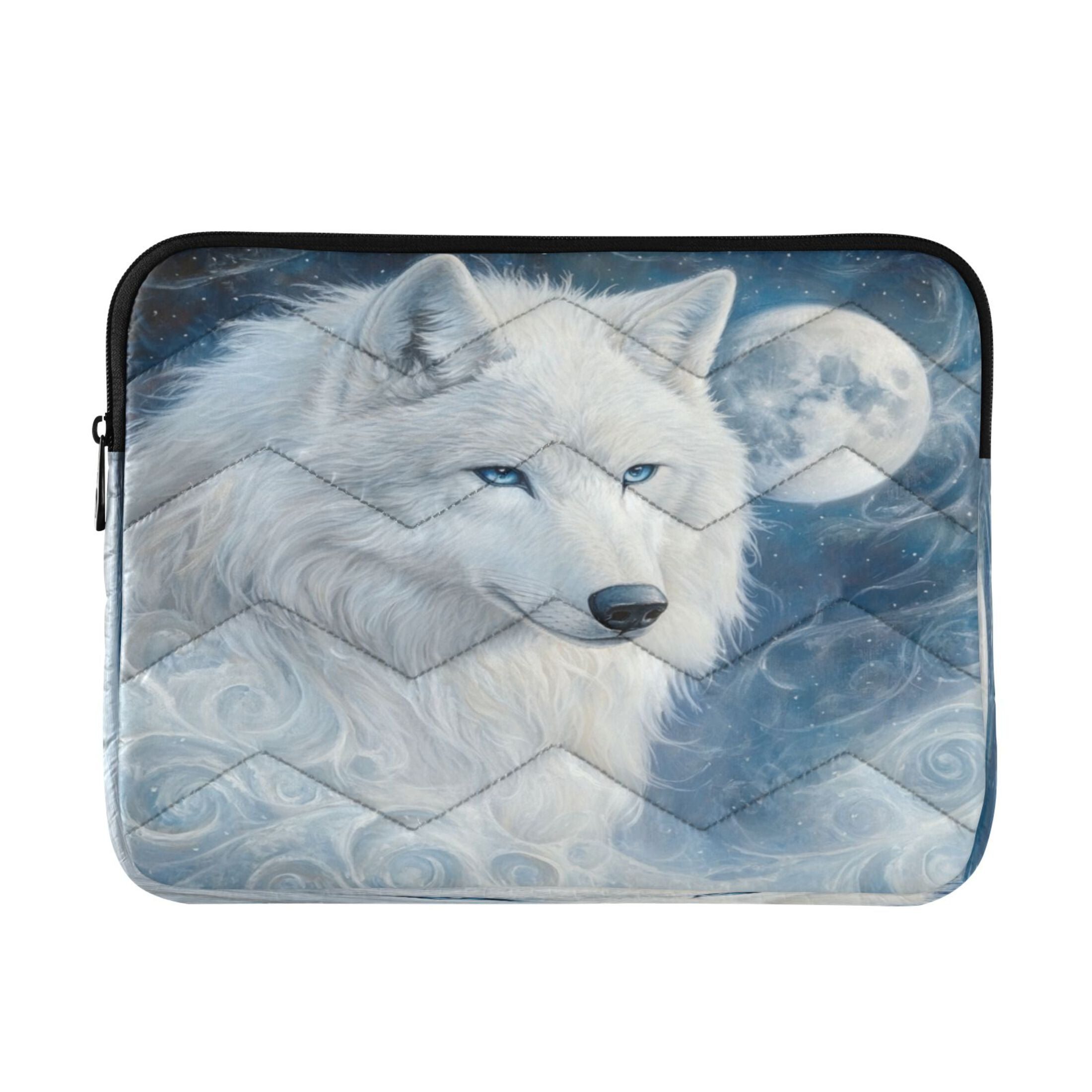 Wobogo Cool White Wolf Laptop Sleeve 13.4 inch Lightweight Zipper ...