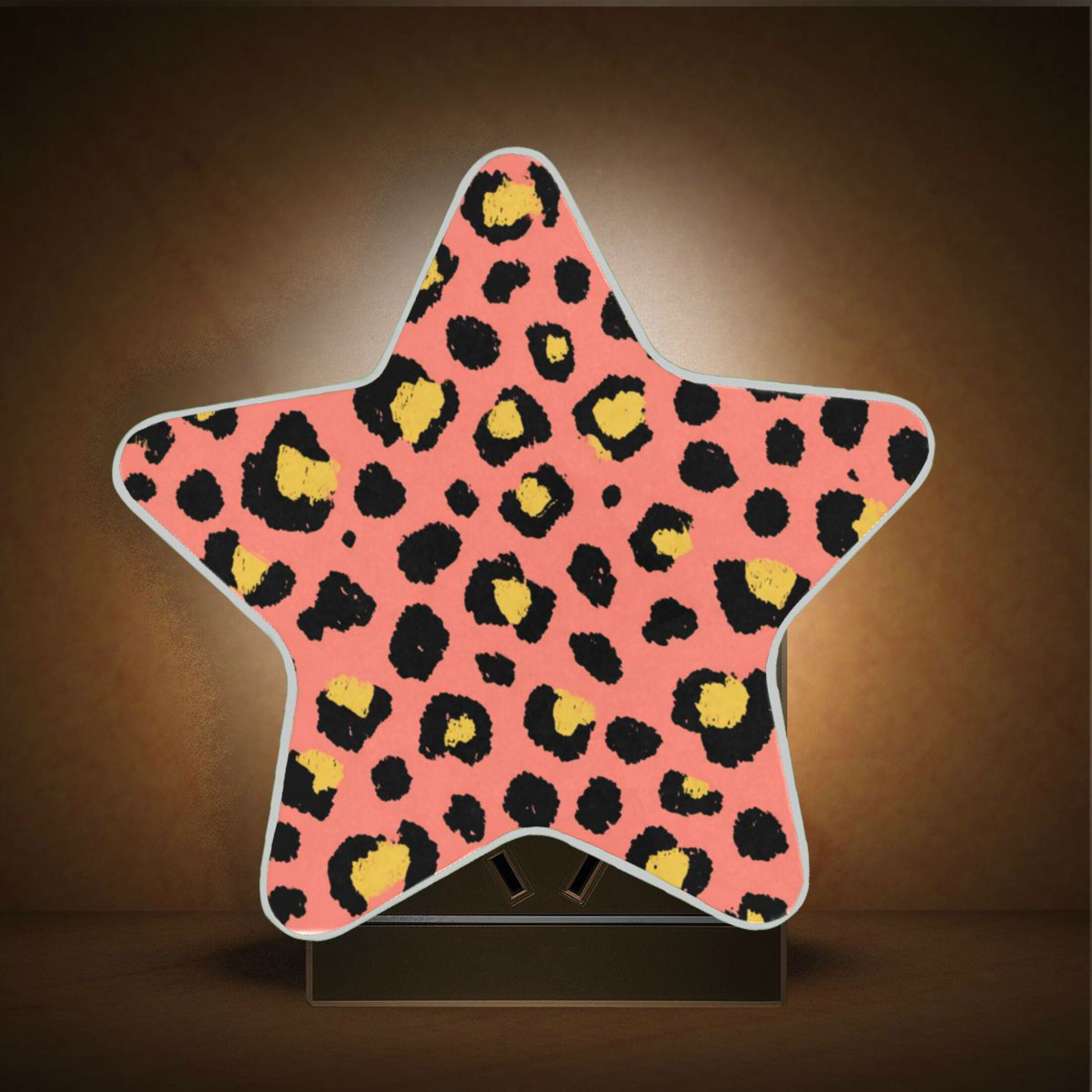 Wobogo Coral Pink Leopard LED Star Night Light 0.2 Watt Wall Plug Dusk ...