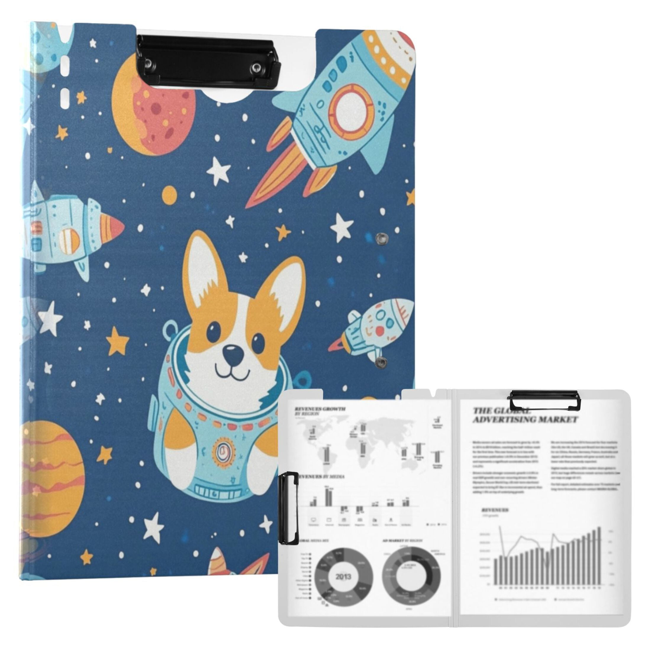 Wobogo Corgi Rocket Element Pattern A4 Foldable Clipboard with ...