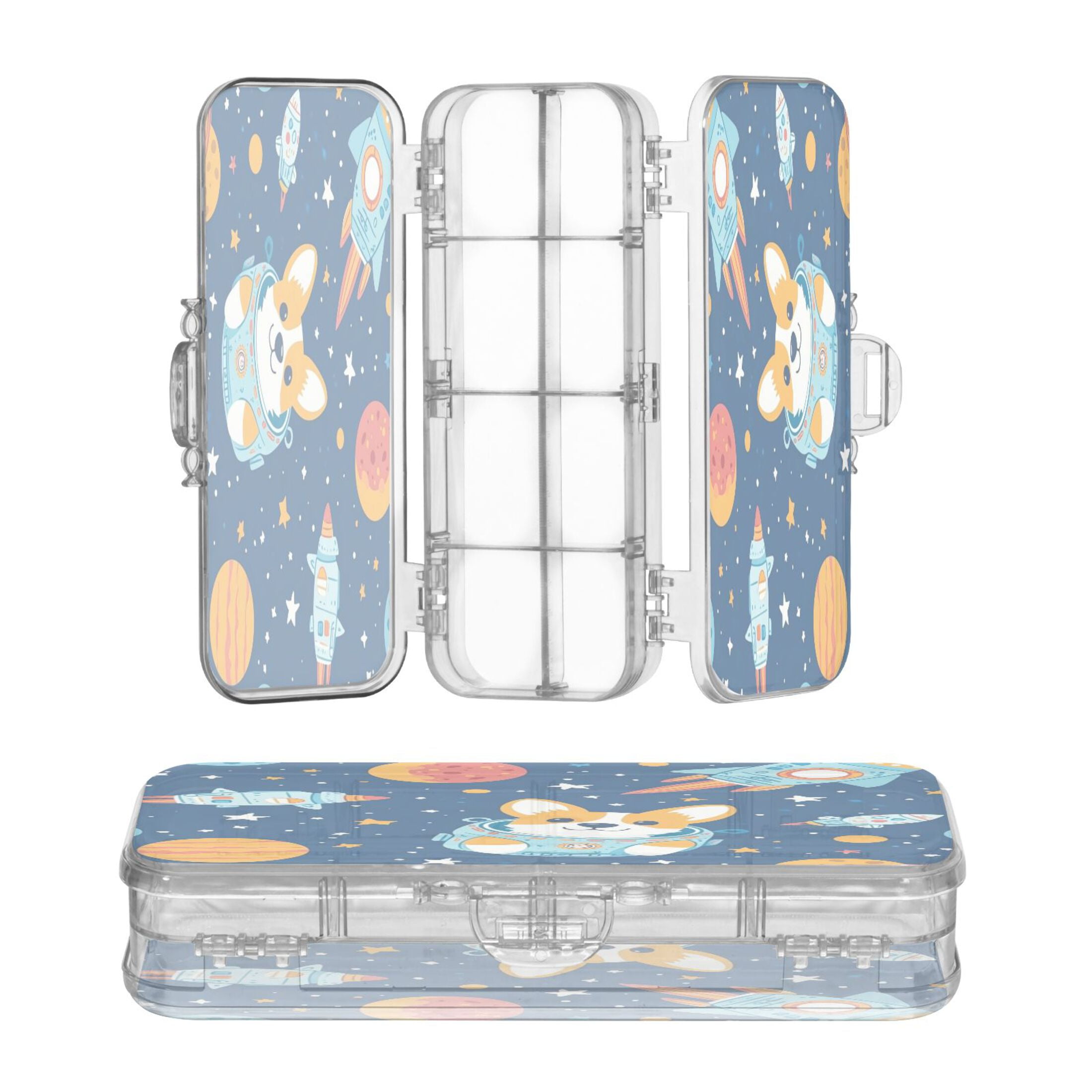 Wobogo Corgi Rocket Element Pattern Clear Pencil Case Plastic ...