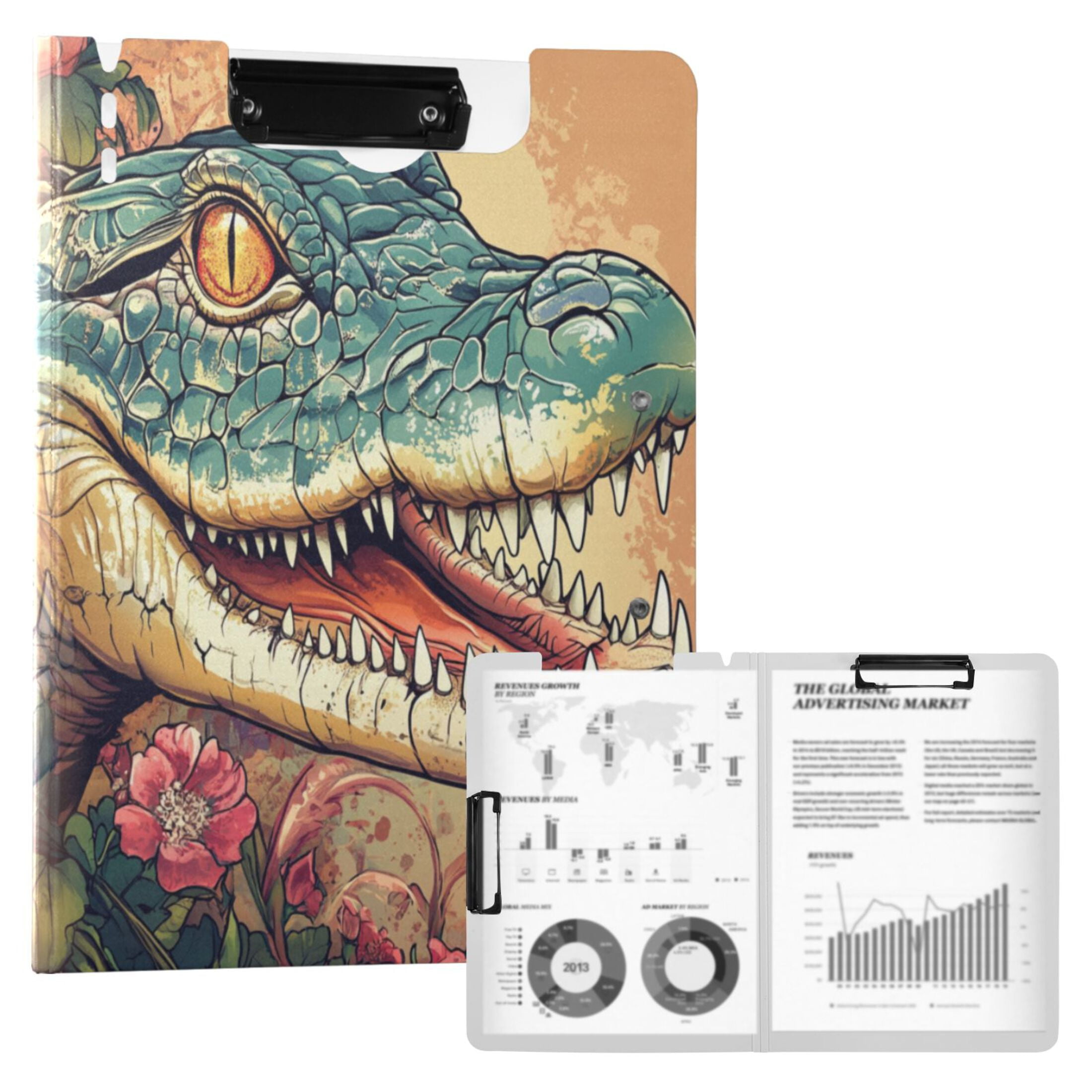 Wobogo Crocodile Illustration in Realistic Style A4 Foldable Clipboard ...