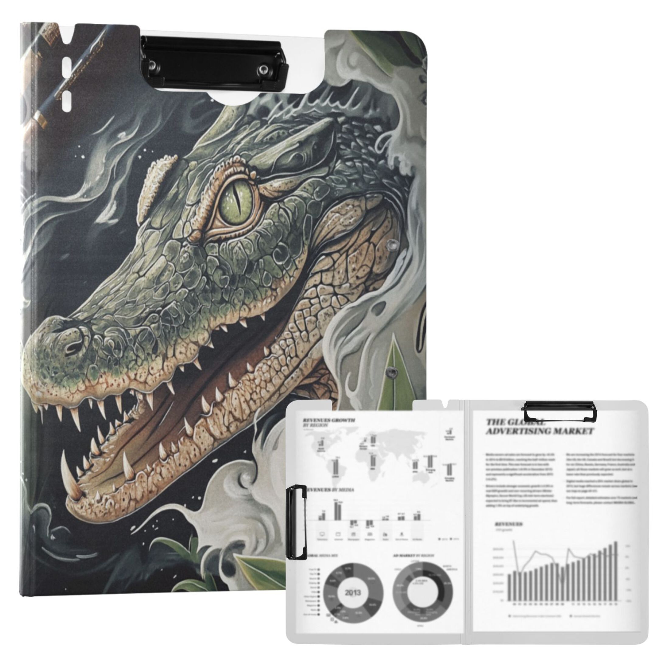 Wobogo Crocodile Illustration in Realistic Style A4 Foldable Clipboard ...