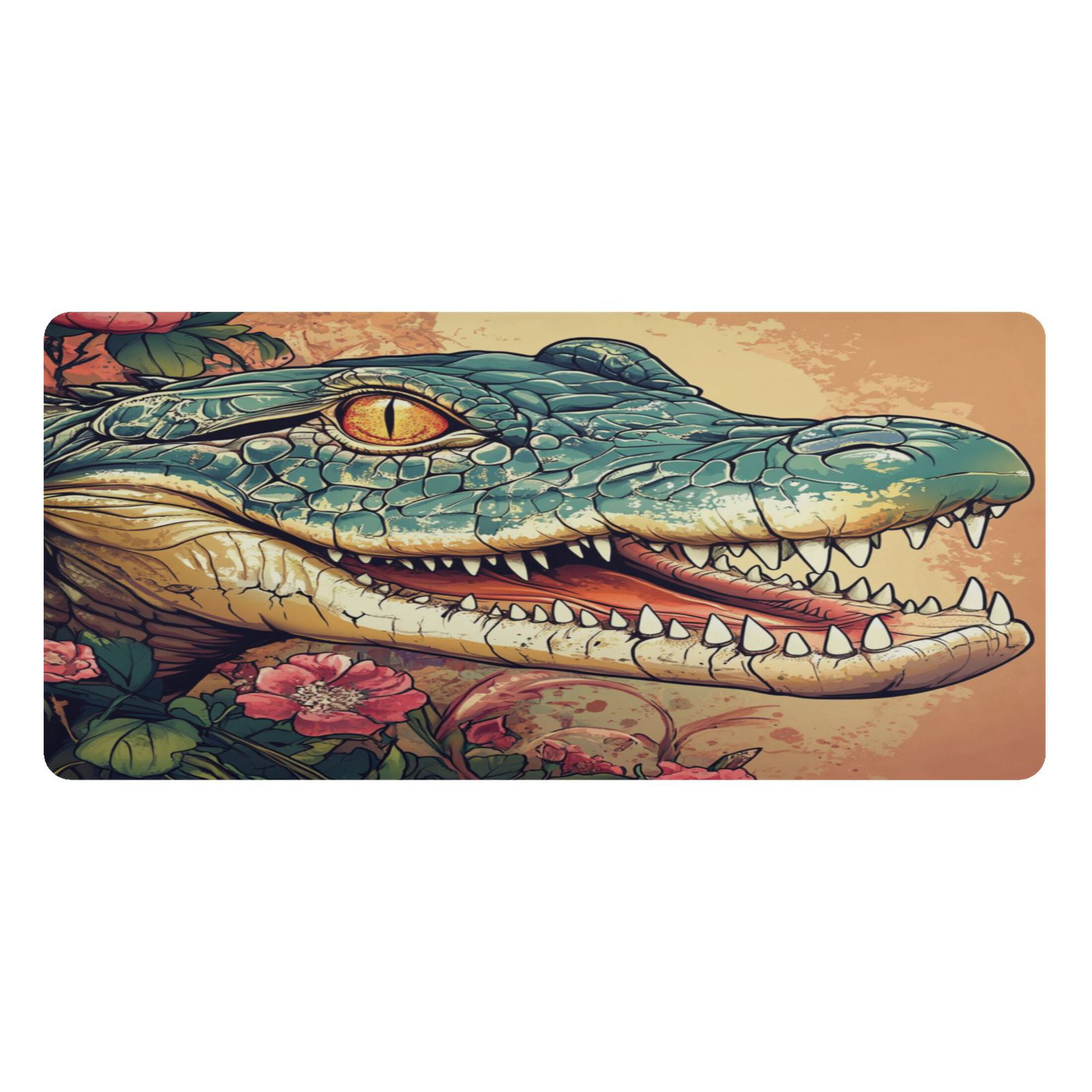 Wobogo Crocodile Illustration in Realistic Style Gaming Mouse Pad Non ...