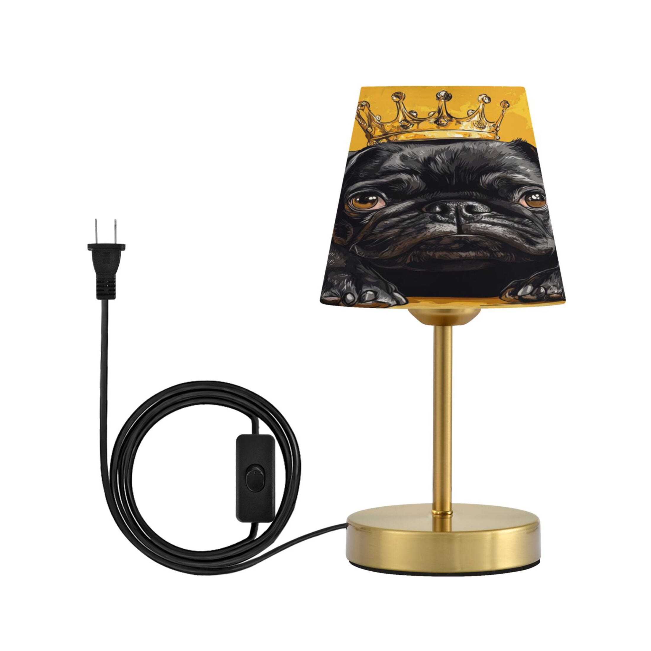 Wobogo Crown Black Pug Dog Table Lamps Three-channel Adjustable Lighted ...