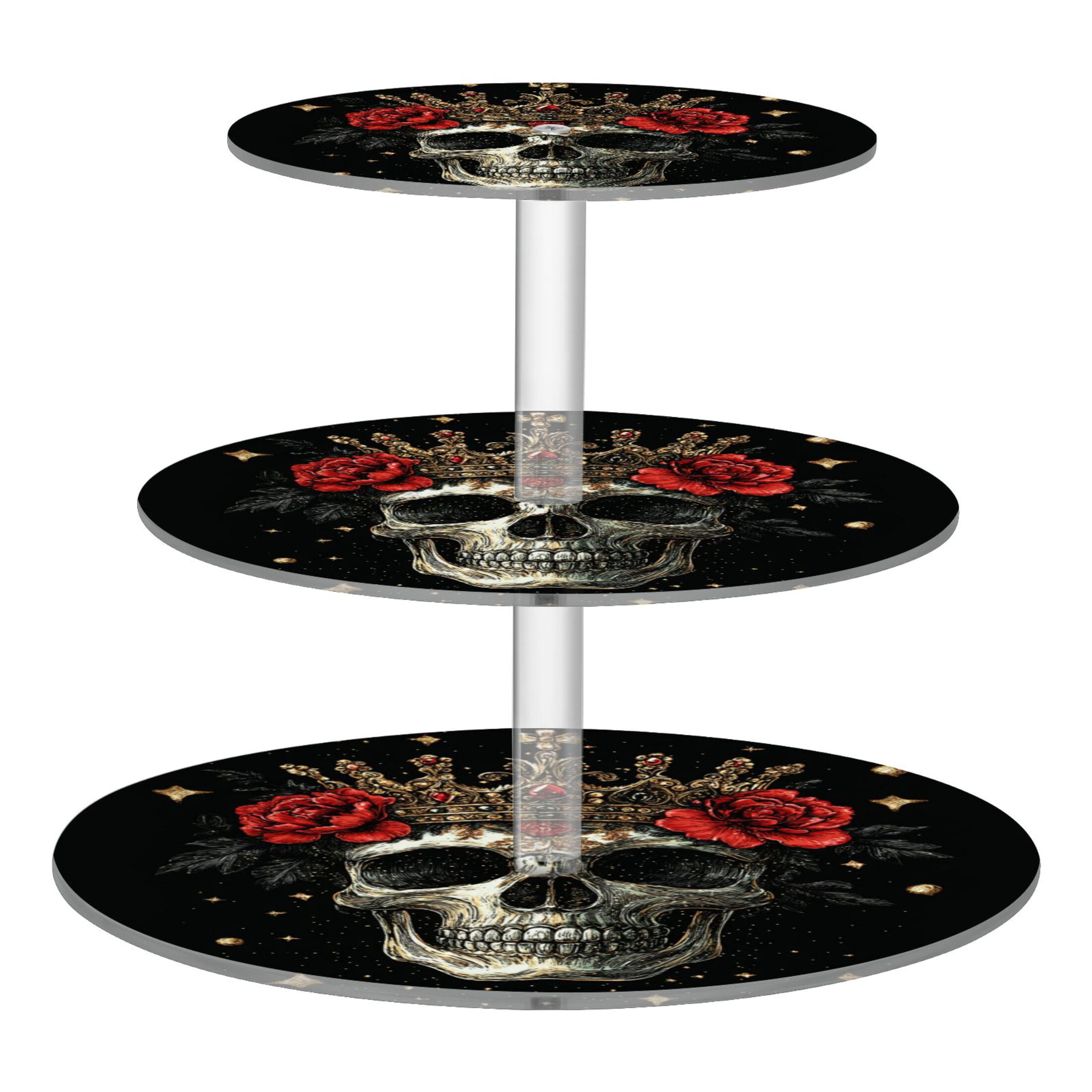 Wobogo Crown Skull Black Pattern 3 Tier Acrylic Cake Stand with Clear ...