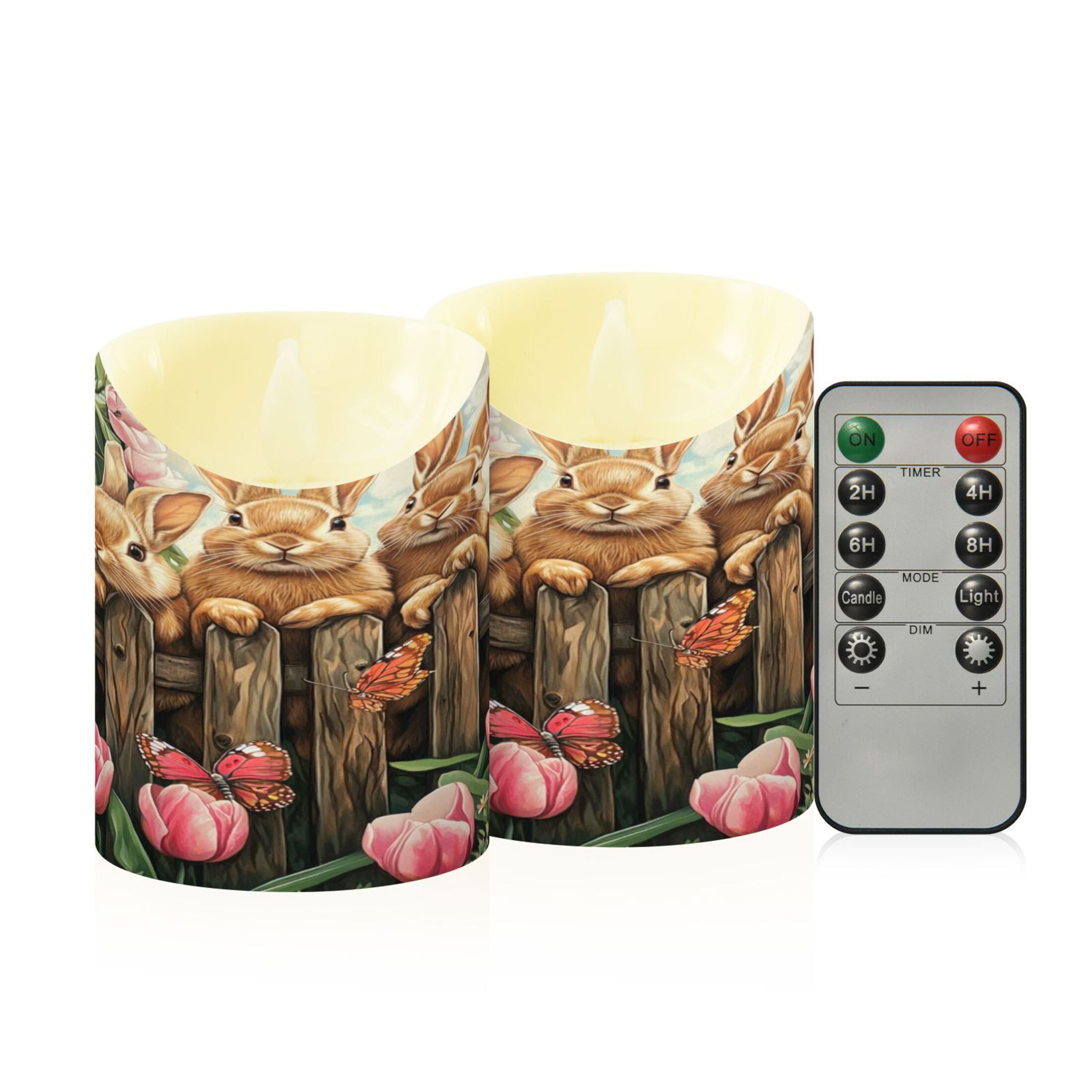 Wobogo Cute Brown Bunny Flameless Candles with Remote Battery Operated ...