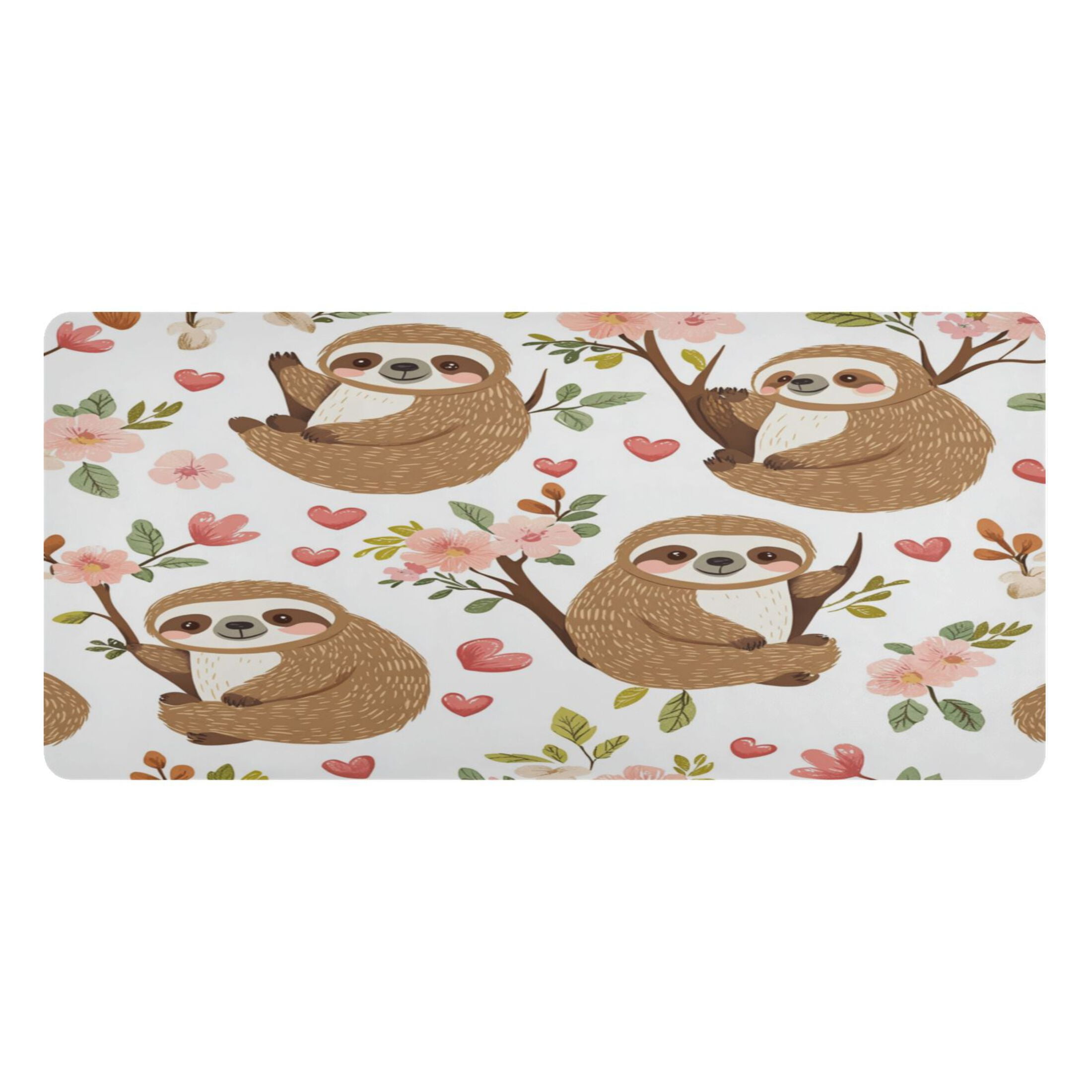 Wobogo Cute Cartoon Sloth Pattern with Hearts and Flowers Gaming Mouse ...