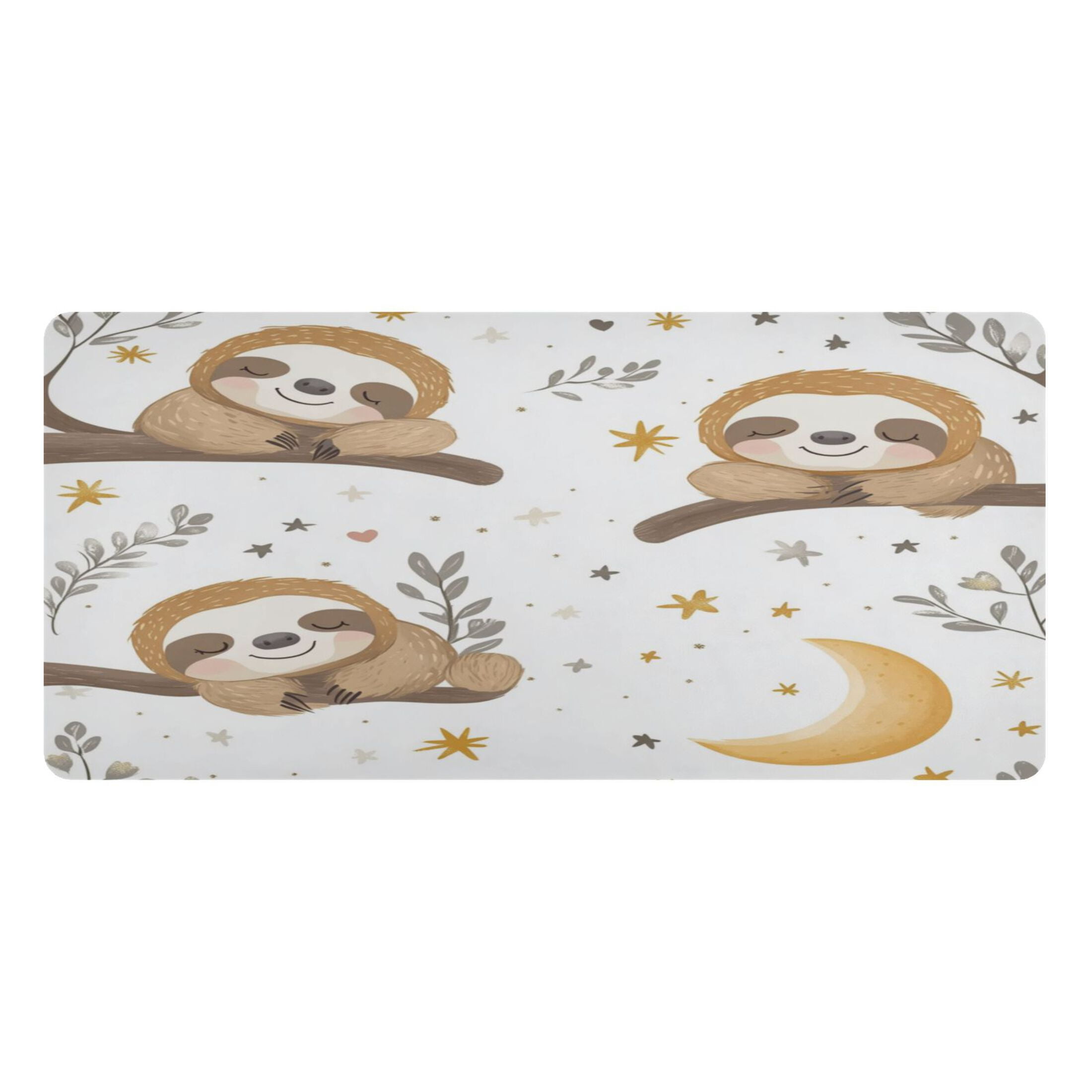 Wobogo Cute Cartoon Sloth Pattern with Moon and Stars Gaming Mouse Pad ...