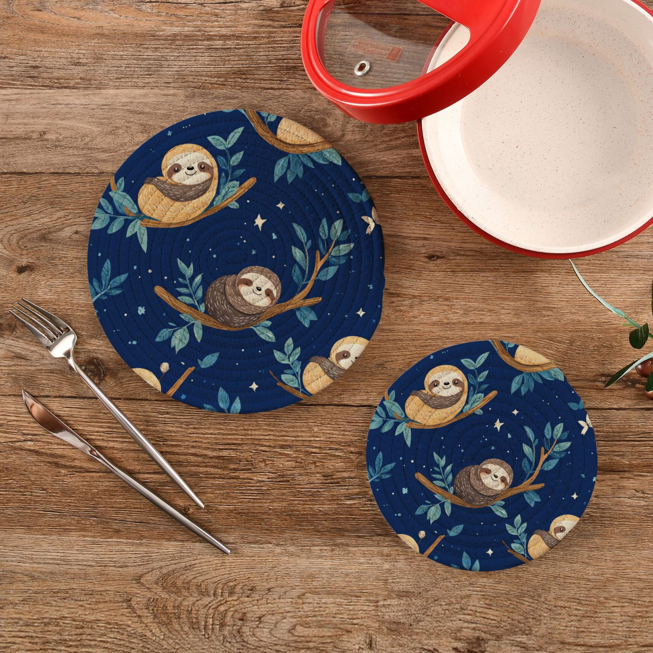 Wobogo Cute Cartoon Sloth Pattern with Blue Background Trivets ...