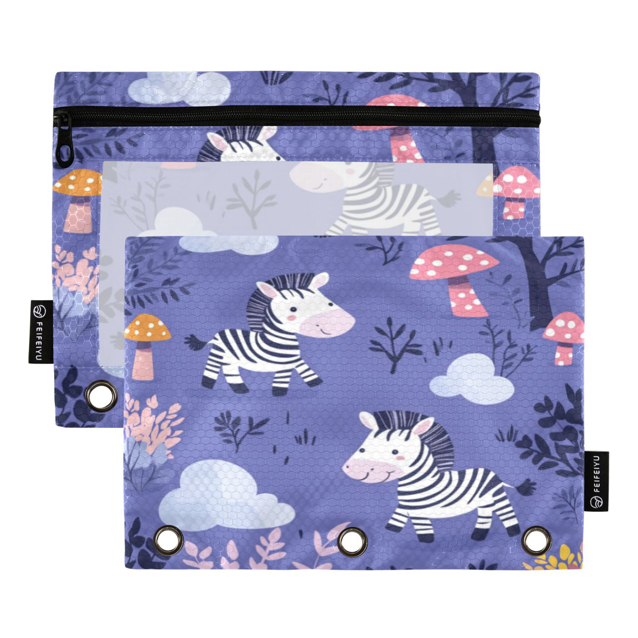Wobogo Cute Cartoon Zebra Pattern with Purple Background Pencil Pouch ...