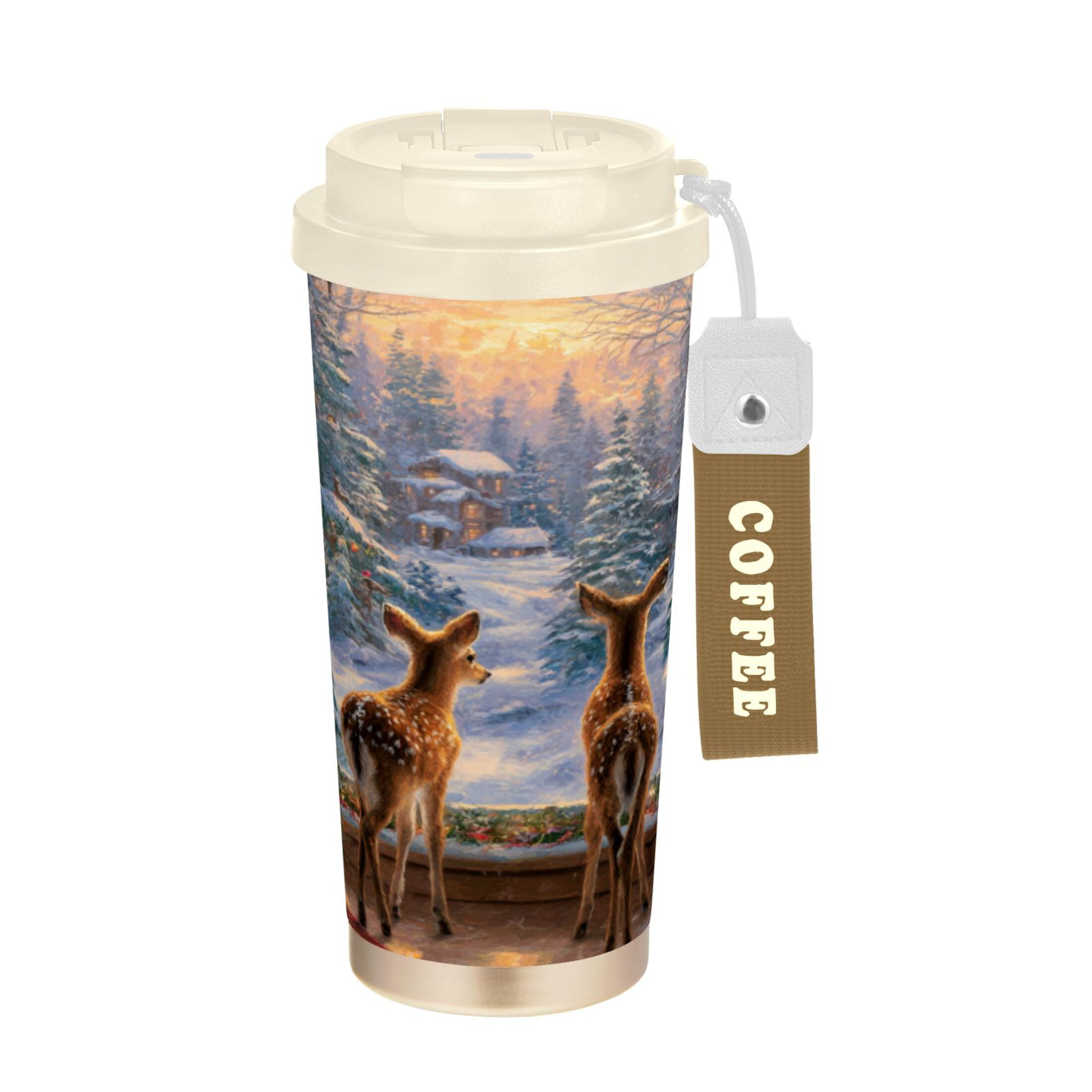 Wobogo Cute Deer Double Drinking Coffee Cup Insulated Mug with Food ...