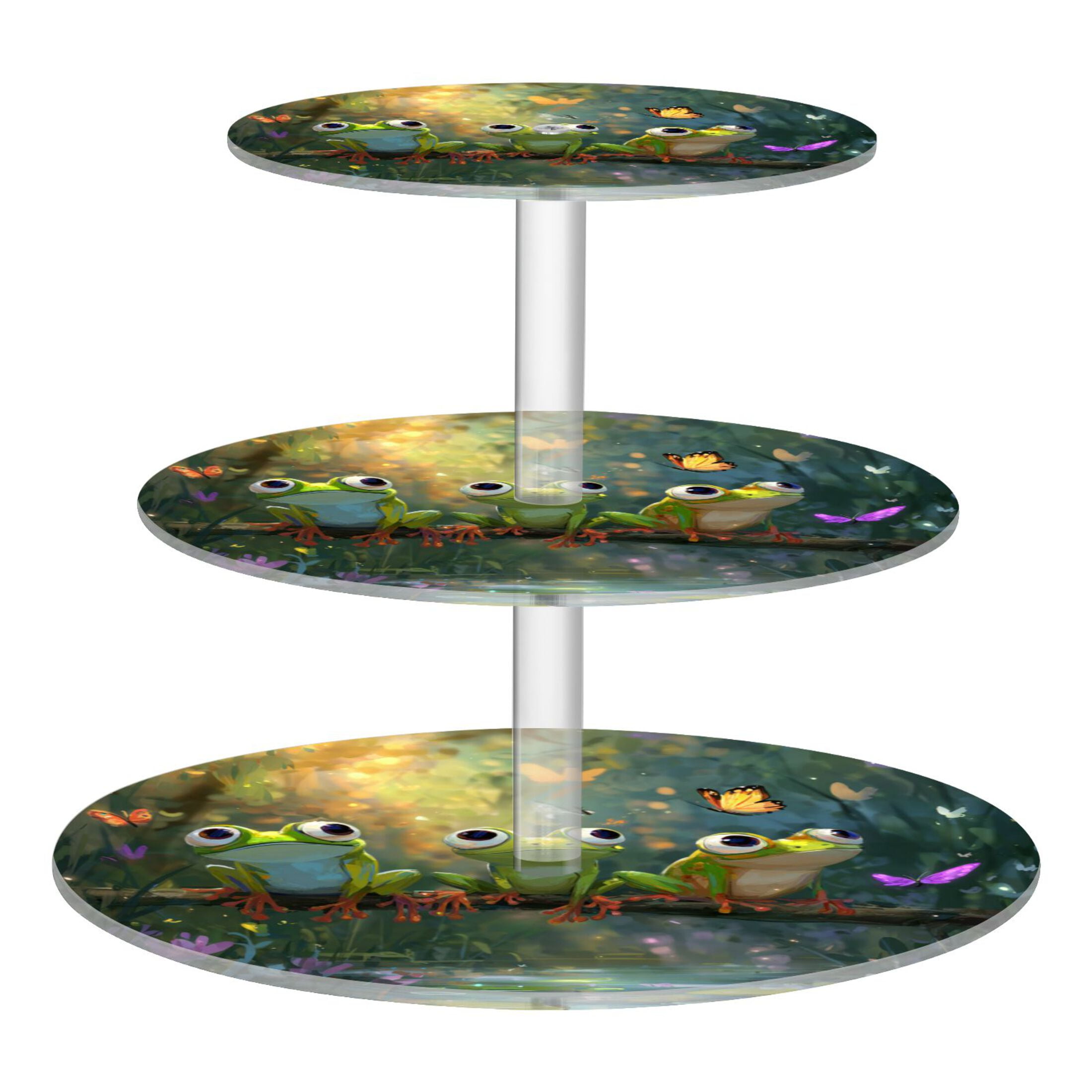 Wobogo Cute Frog 3 Tier Acrylic Cake Stand with Clear Round Hold for ...
