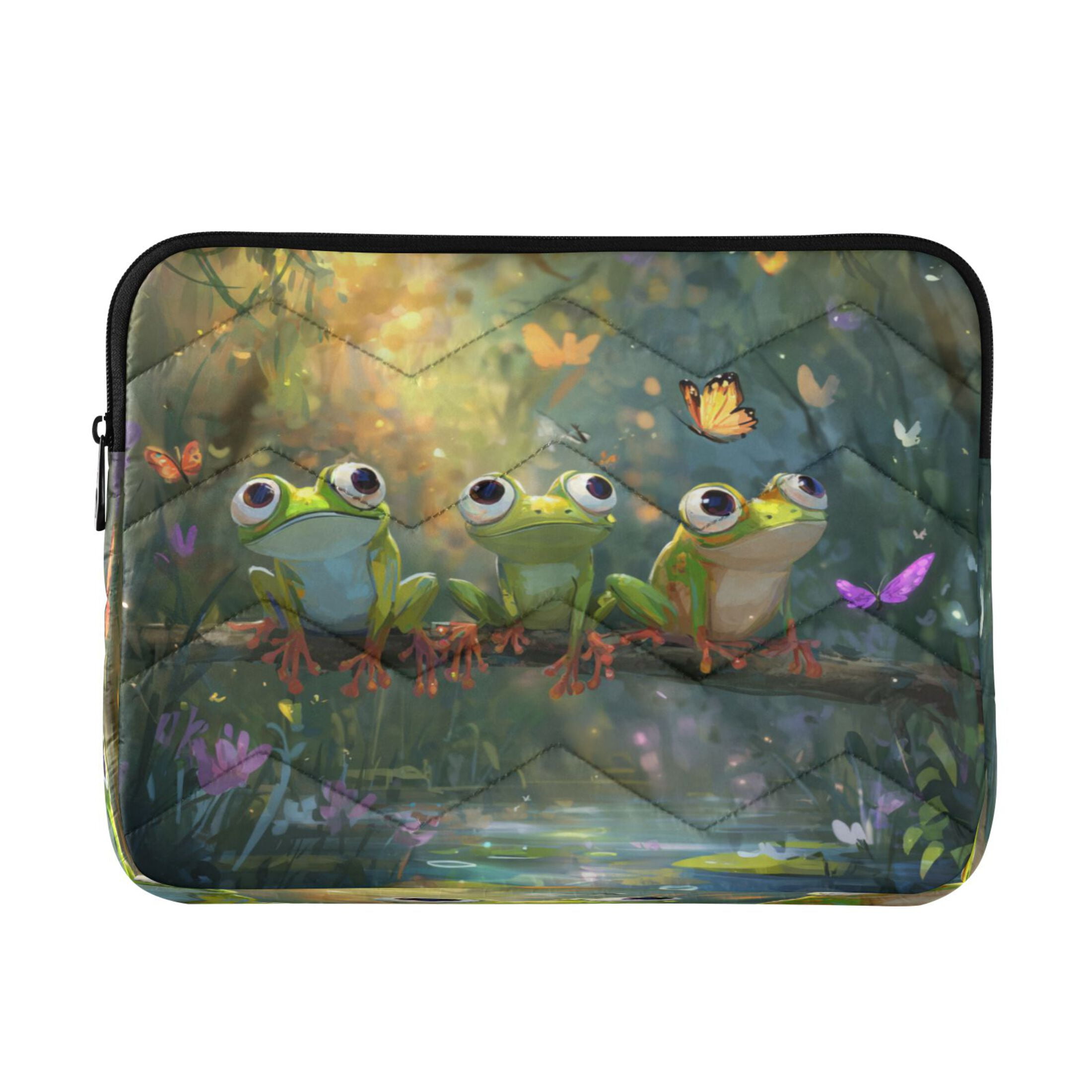 Wobogo Cute Frog Laptop Sleeve 13.4 inch Lightweight Zipper Design Soft ...