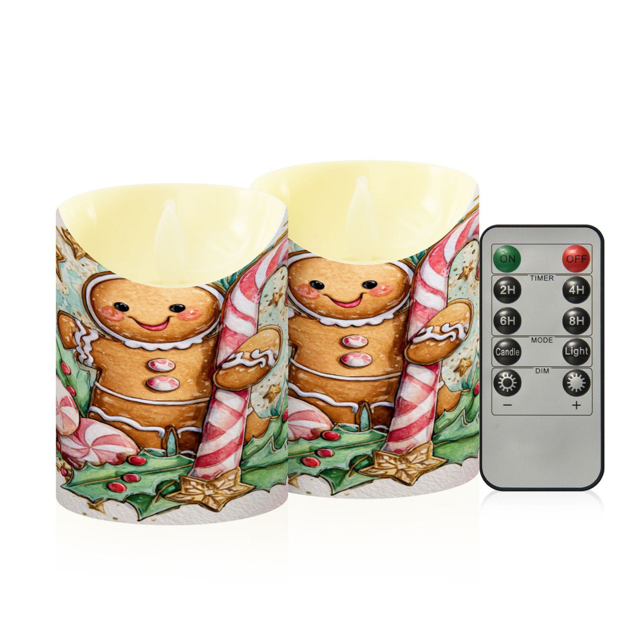 Wobogo Cute Gingerbread Man Flameless Candles with Remote Battery ...