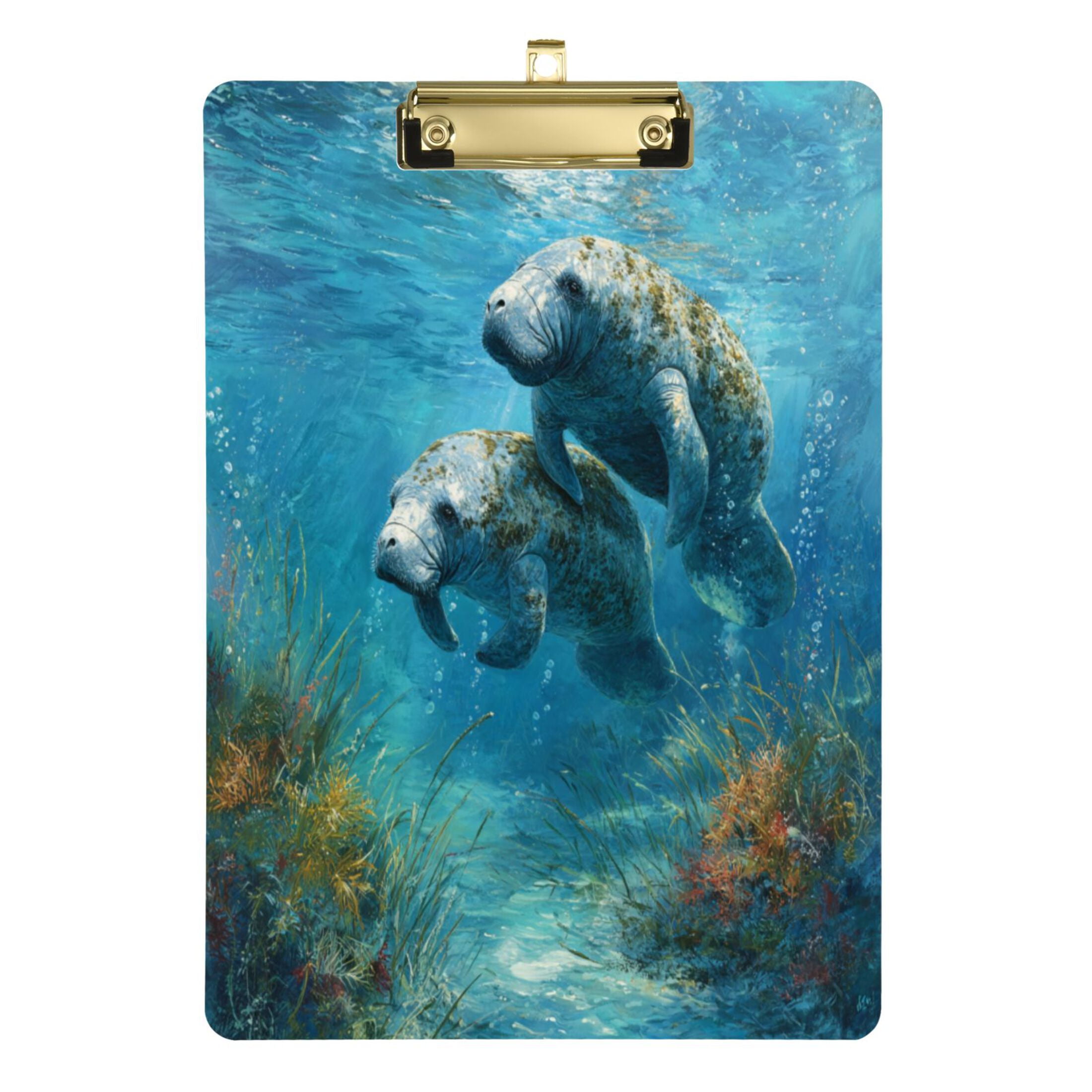 Wobogo Cute Manatee Acrylic Writing Pad Gold Clip Stardard Size A4 ...