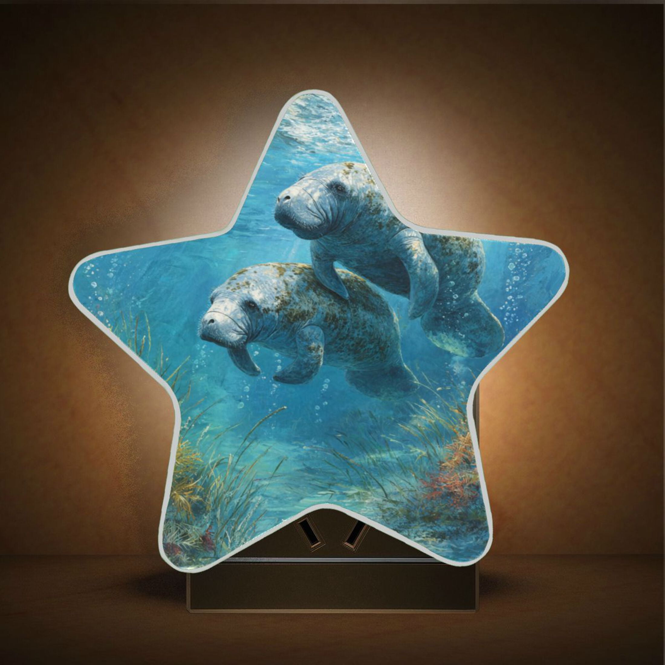 Wobogo Cute Manatee LED Star Night Light 0.2 Watt Wall Plug Dusk to ...