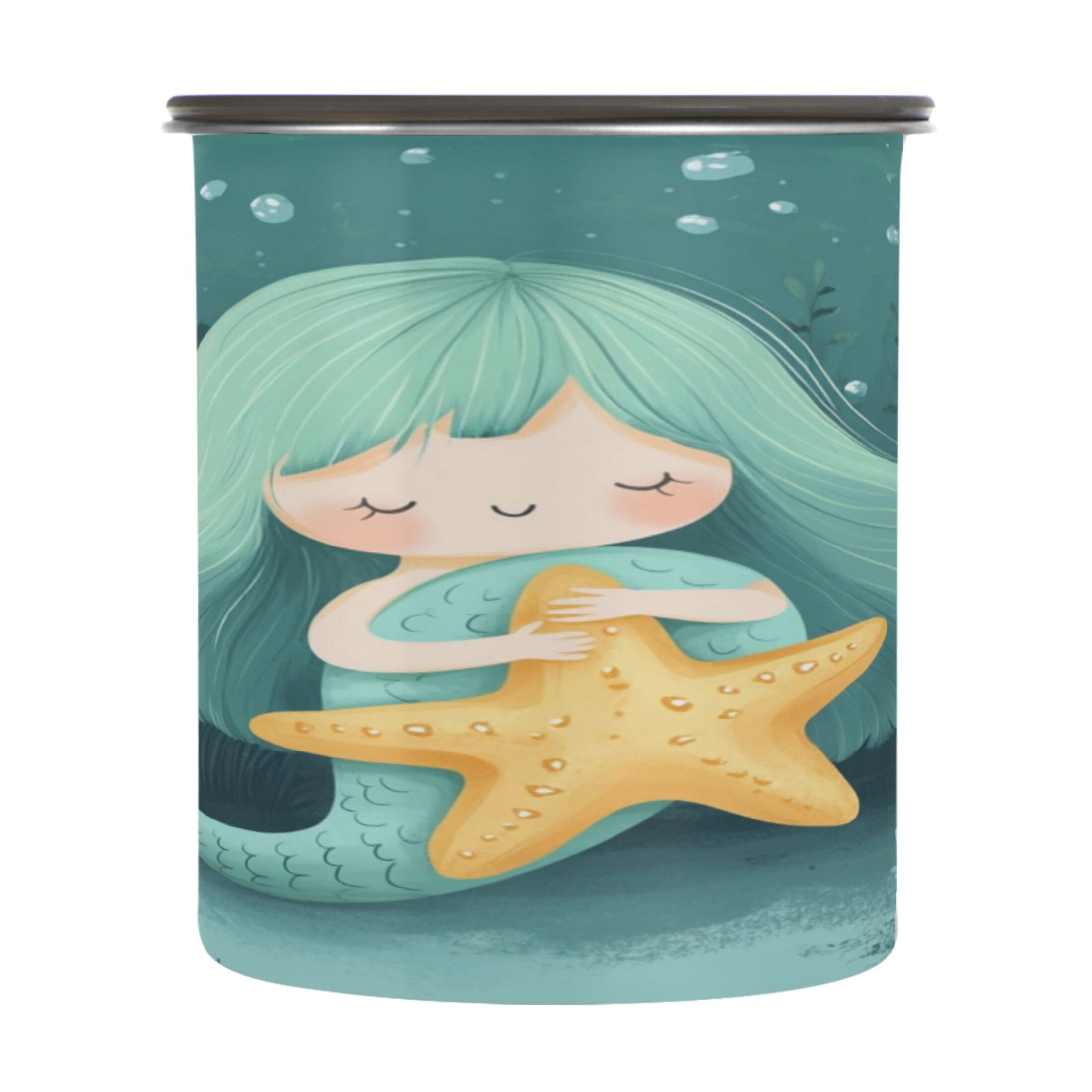 Wobogo Cute Mermaid Holding Starfish Food Storage Jars 304 Food Grade ...