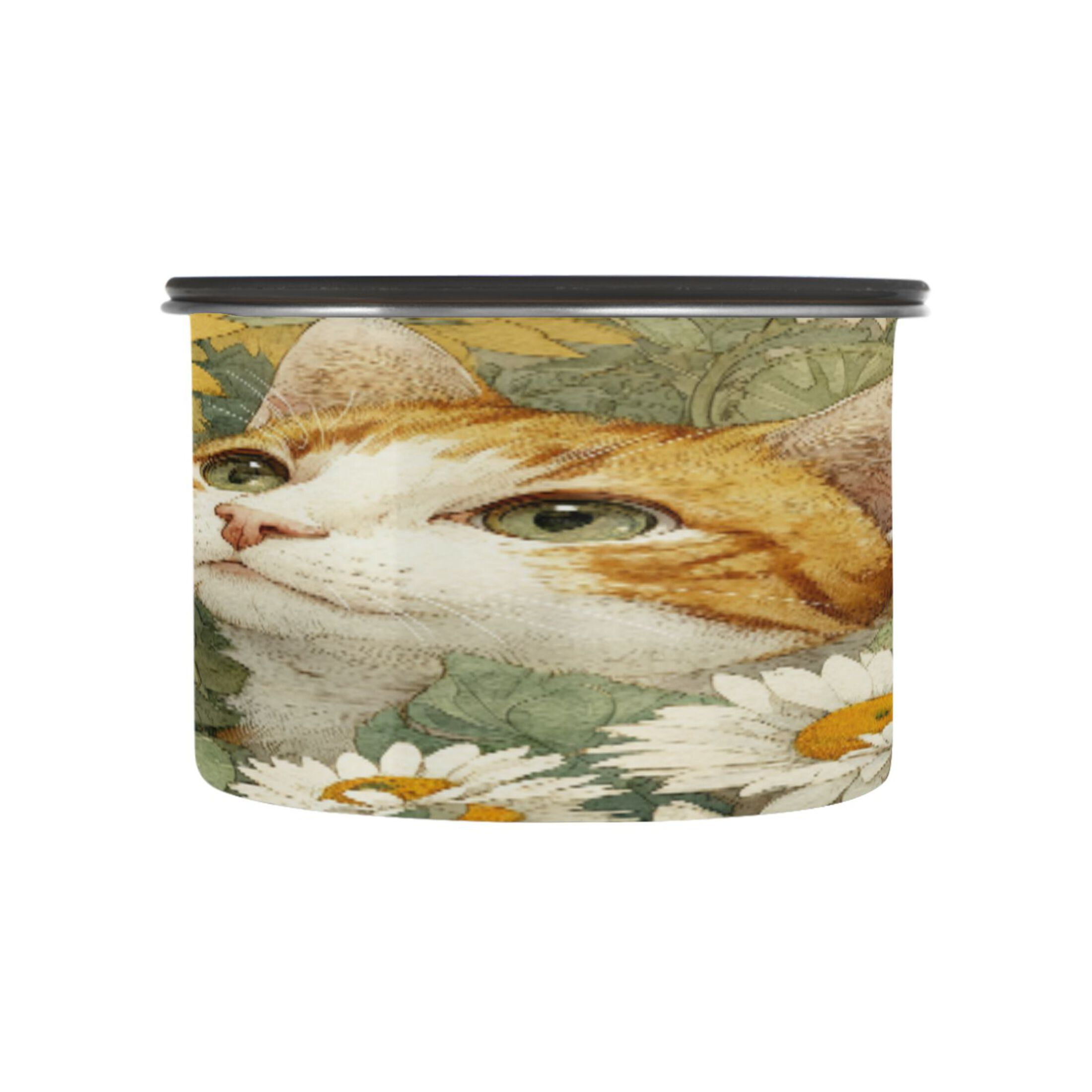 Wobogo Cute Orange Cat Food Storage Jars 304 Food Grade Stainless Steel ...