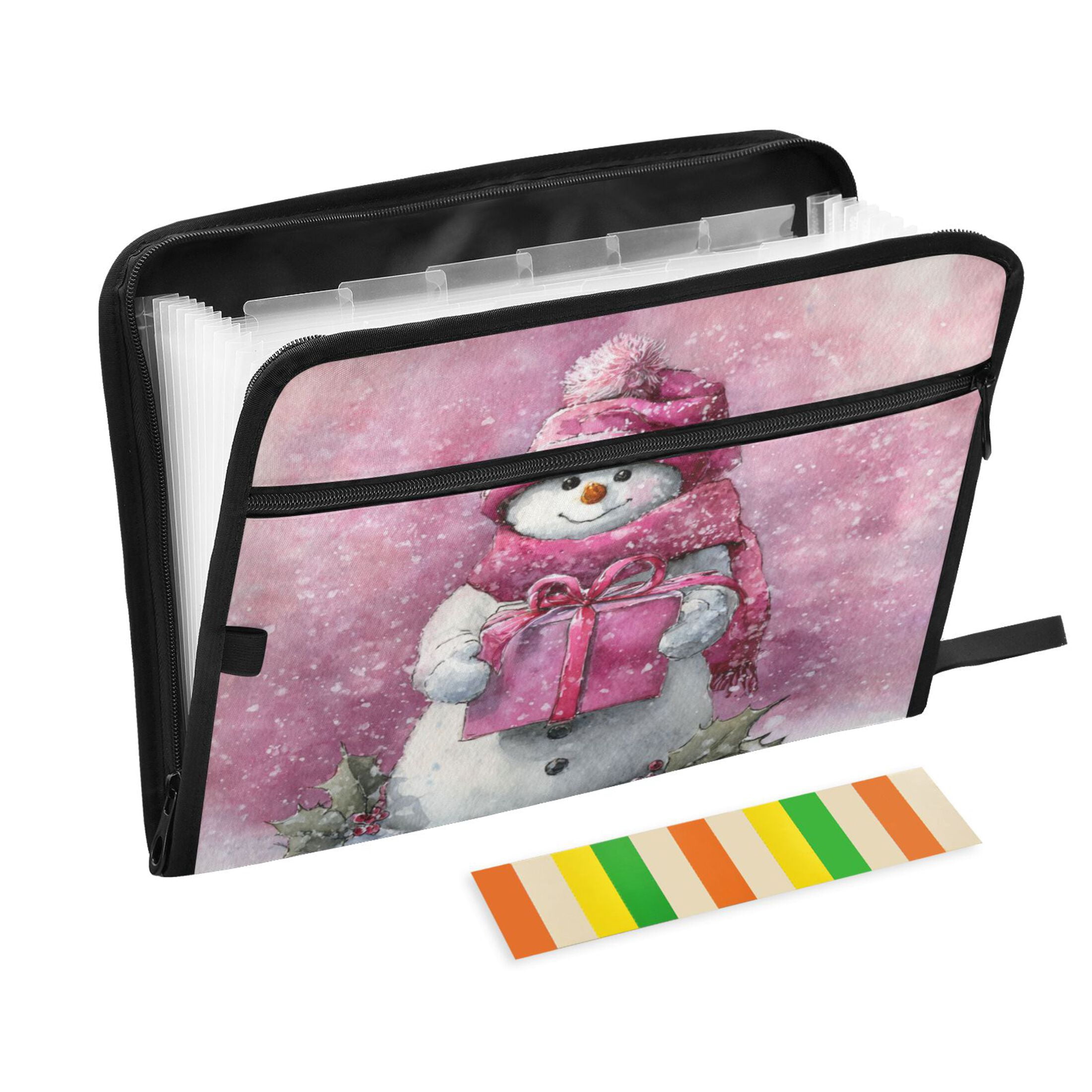 Wobogo Cute Pink Snowman Expanding File Folder Letter Size Accordion ...