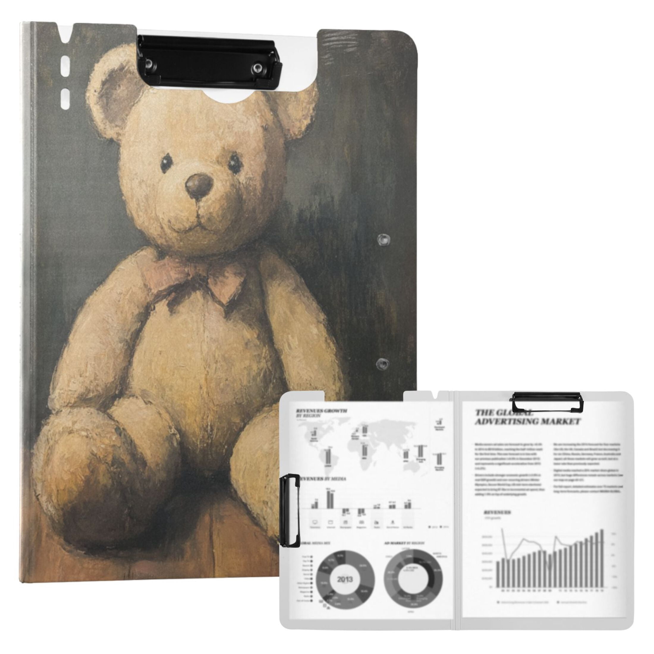 Wobogo Cute Teddy Bear Doll A4 Foldable Clipboard with Horizontal and ...