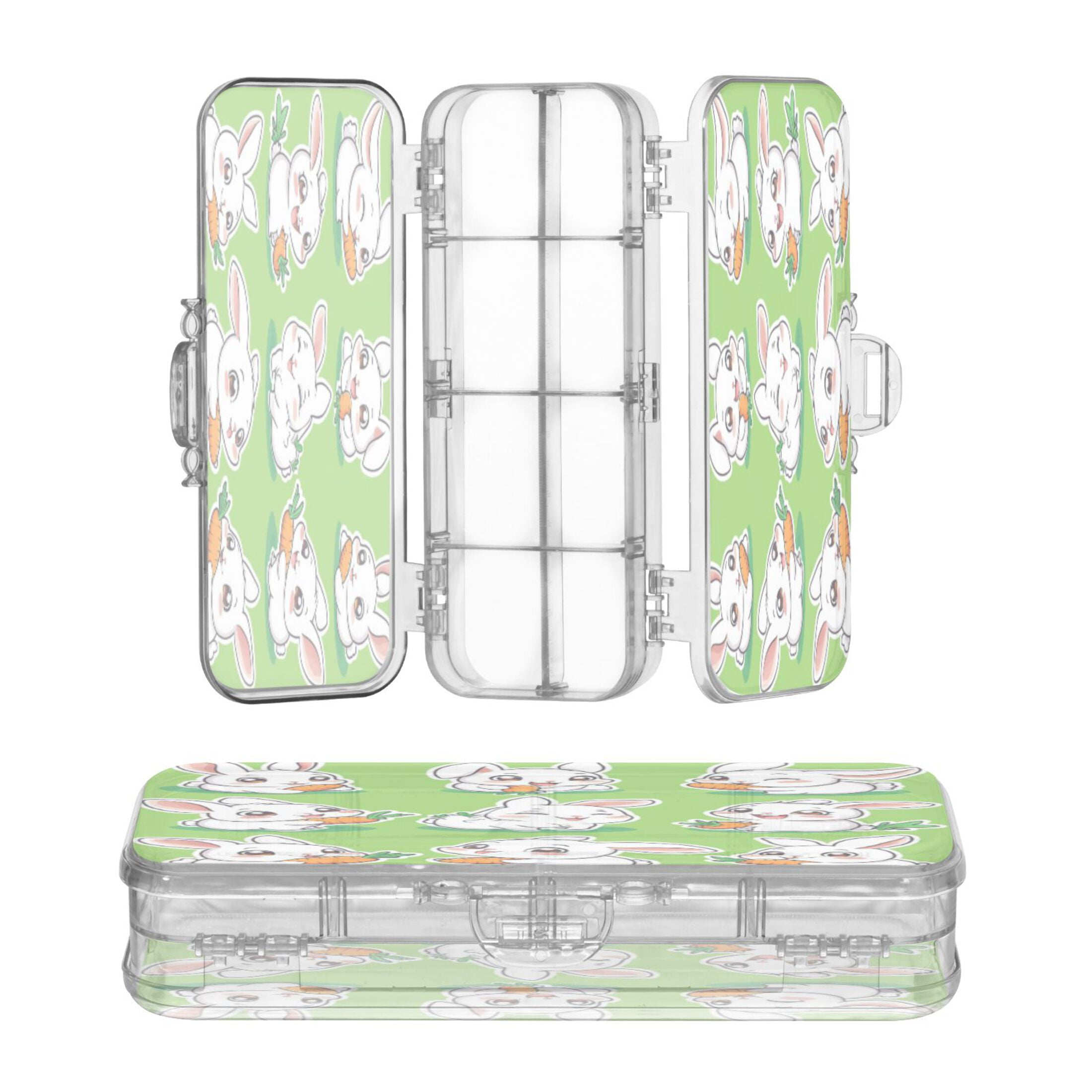 Wobogo Cute White Rabbits Eating Carrots Clear Pencil Case Plastic ...