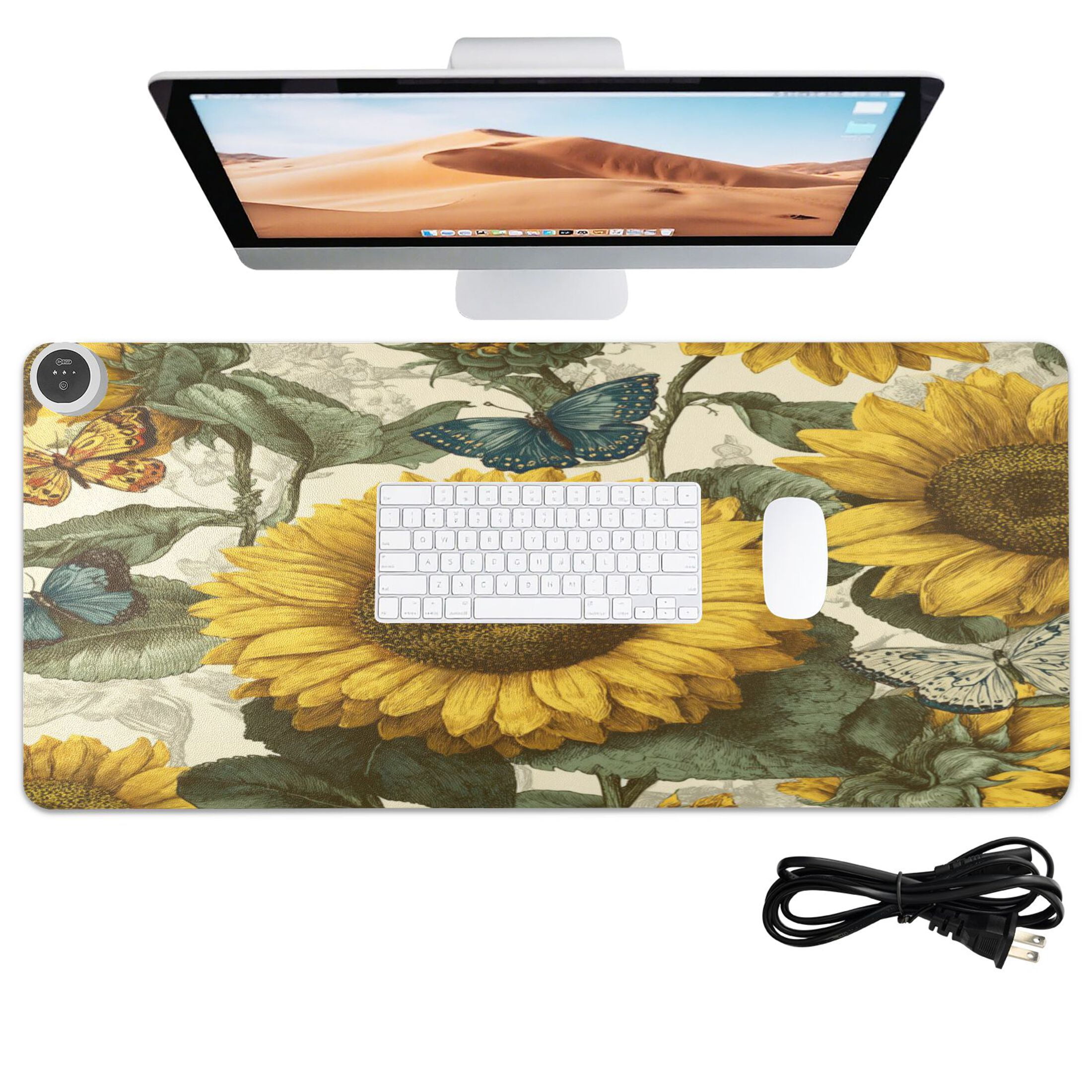 Wobogo Cyan Butterfly Sunflower Heated Mouse Pad With 3 Heating Levels ...