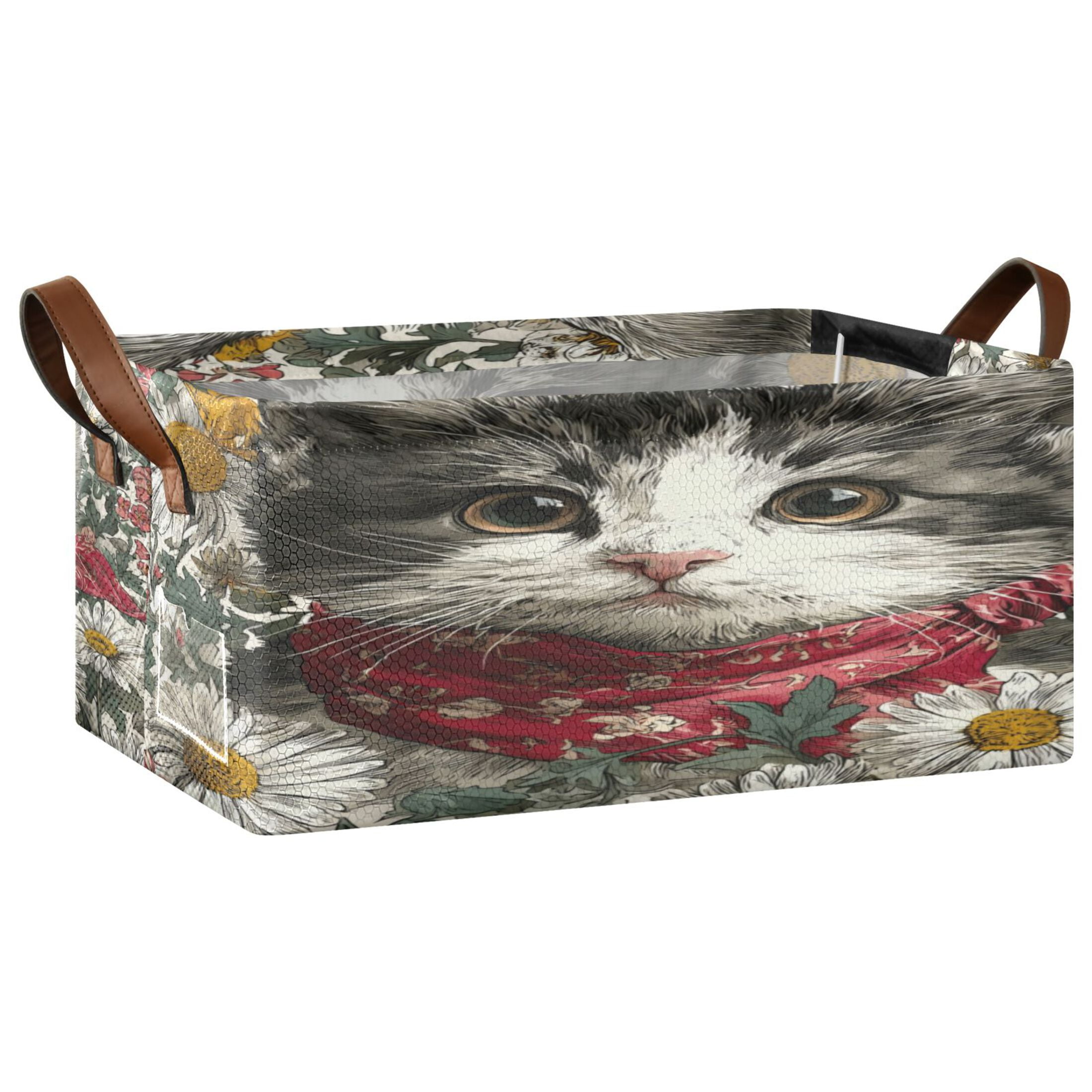 Wobogo Daisy Kitten Storage Basket Soccer Plaid Fabric Oversized ...