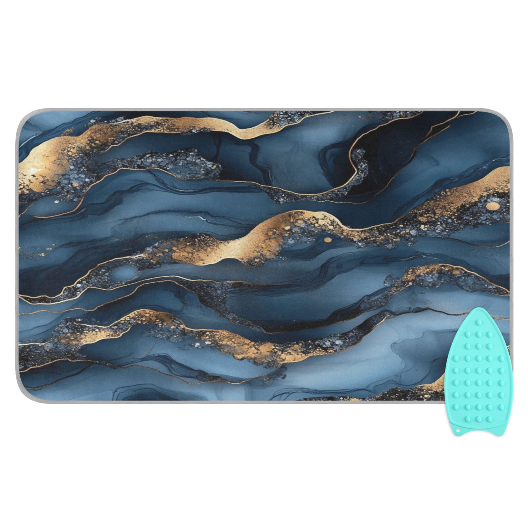 Wobogo Dark Blue Gilt Marbles Ironing Mat Blanket Quilted Washer Dryer ...