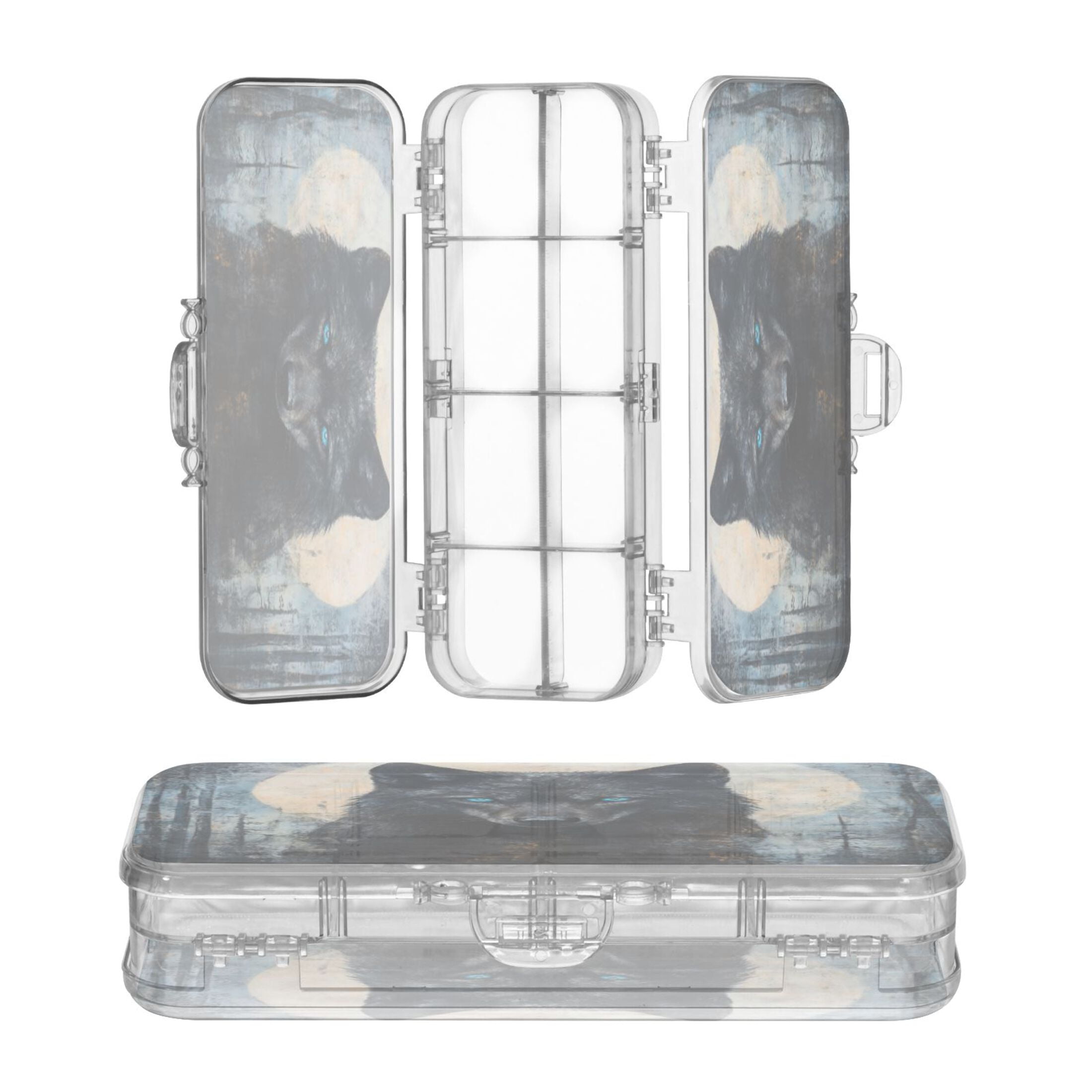 Wobogo Dark Forest Wolf King Clear Pencil Case Plastic Pencilboxes ...