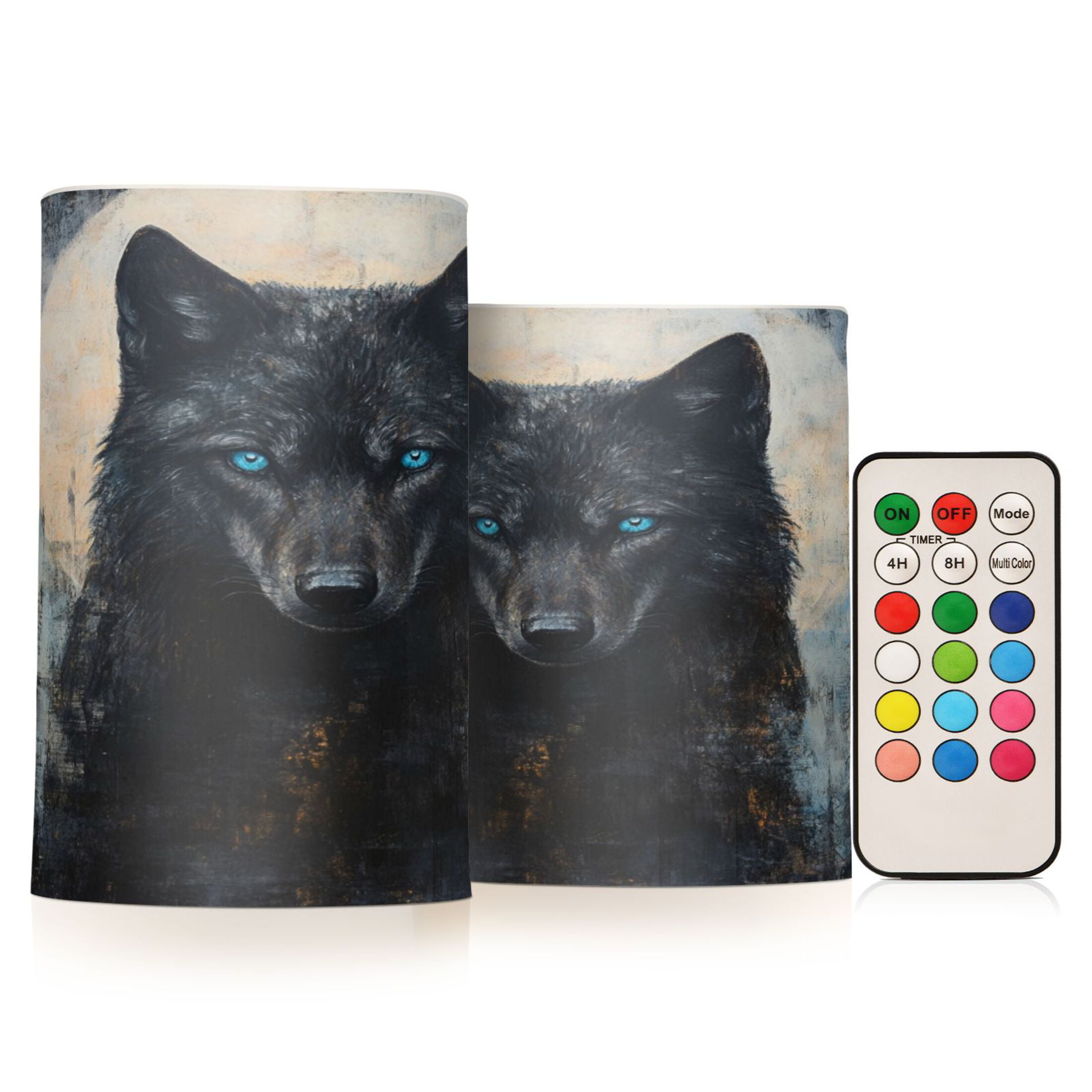 Wobogo Dark Forest Wolf King Combo Flameless Flickering Candle Light ...