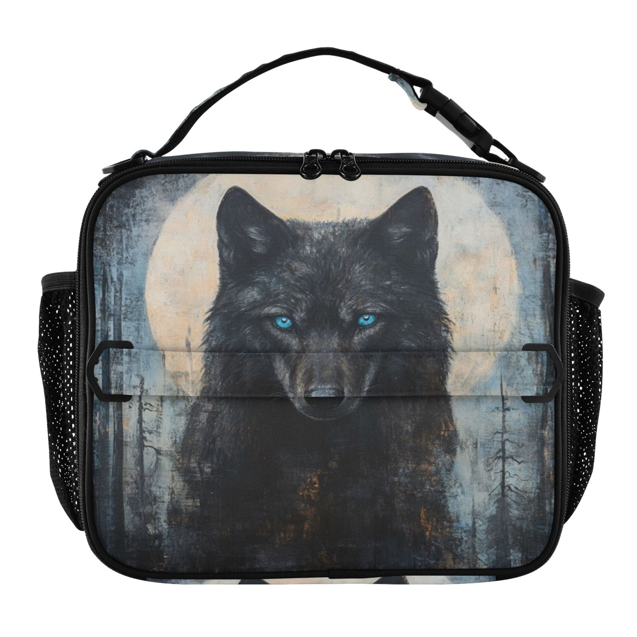 Wobogo Dark Forest Wolf King Lunch Bag Insulated Portable Cooler Tote ...